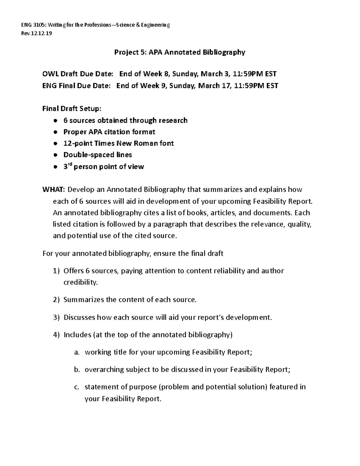 ENG3105 Project 5 APA Annotated Bibliography Assign - Rev.12. Project 5 ...