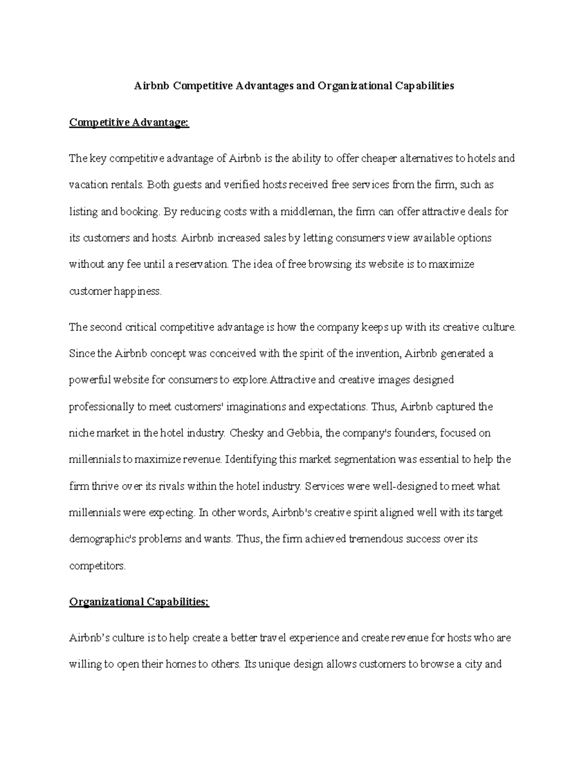 Airbnb Competitive Advantages and Organizational Capabilities - Google ...