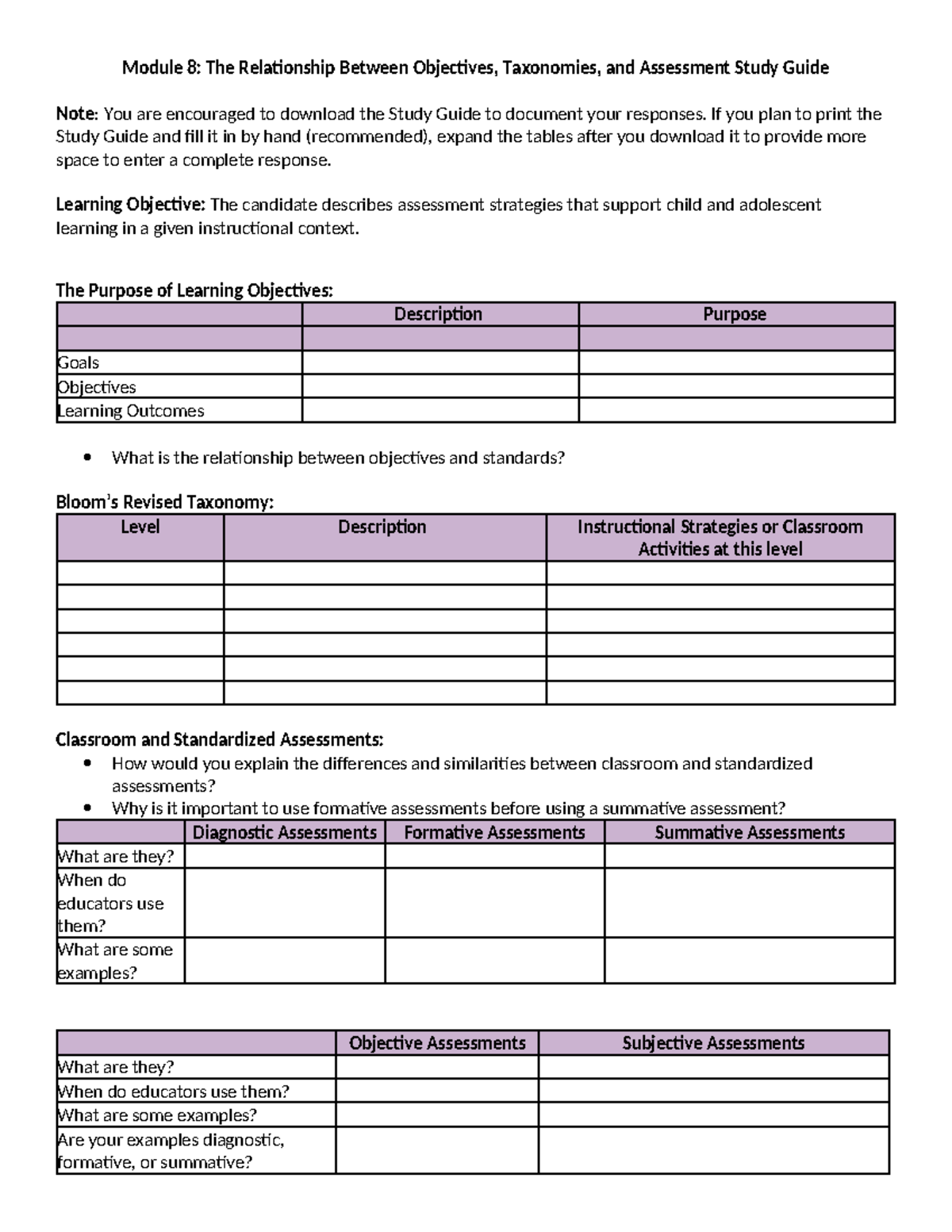 D094 d307 m8 study guide - Module 8: The Relationship Between ...