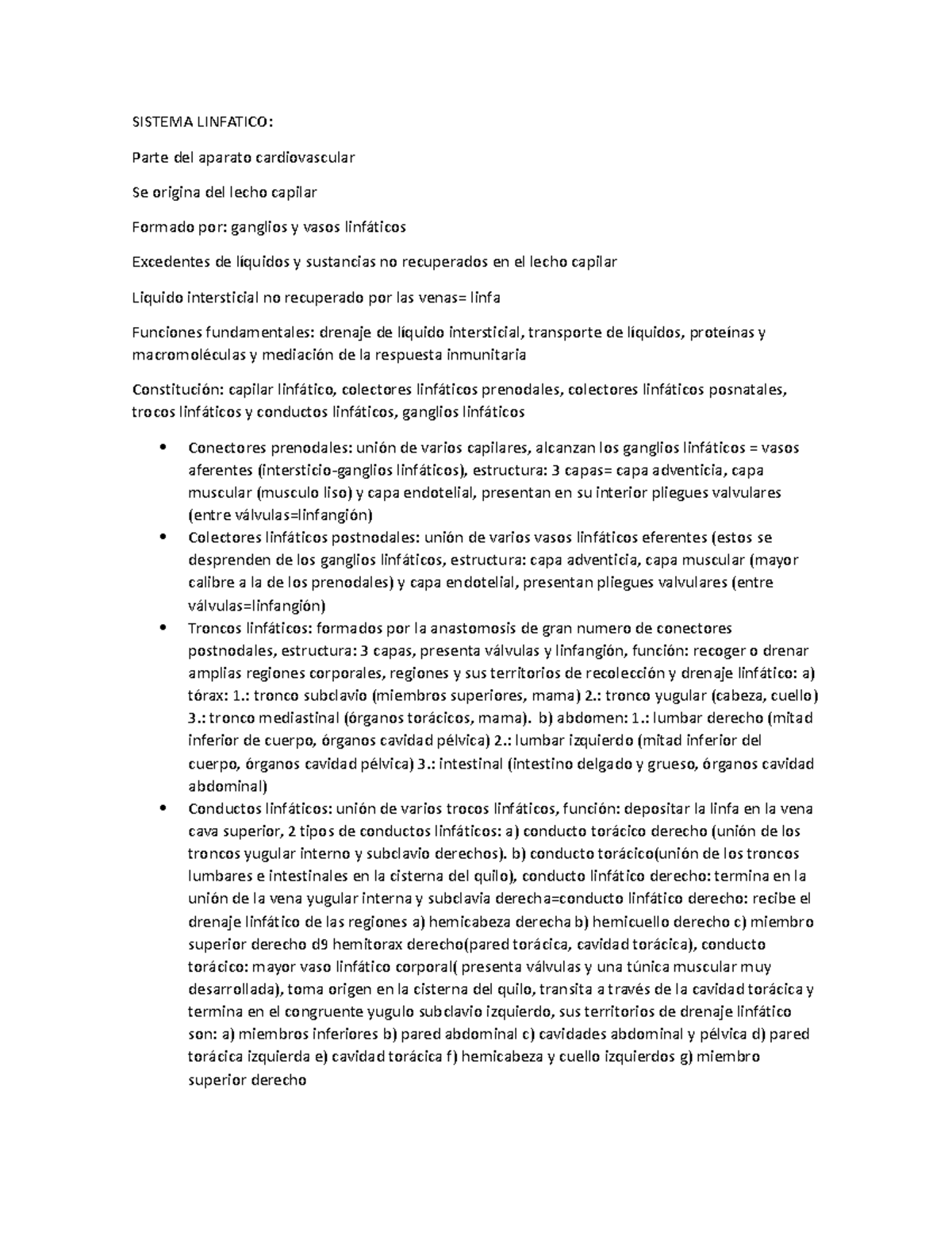 Sistema Linfatico - SISTEMA LINFATICO: Parte del aparato cardiovascular ...