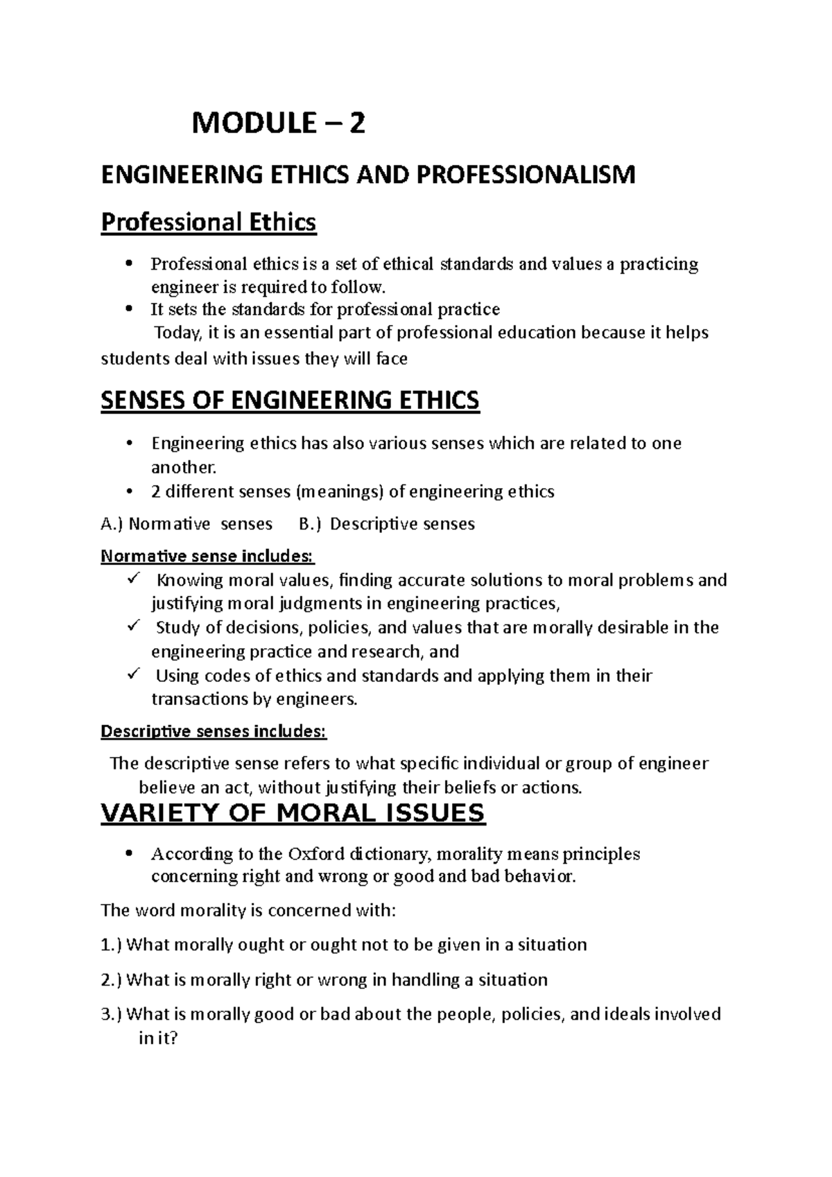 PROFESSIONAL ETHICS MODULE 2 - MODULE – 2 ENGINEERING ETHICS AND ...