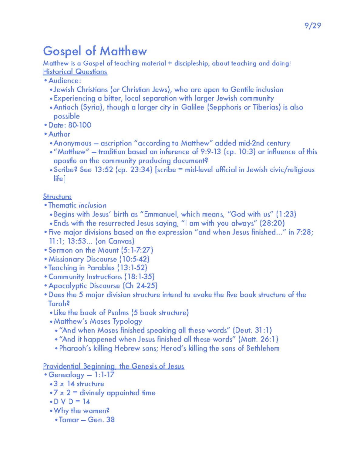 Matthew - 9/ Gospel of Matthew Matthew is a Gospel of teaching material ...
