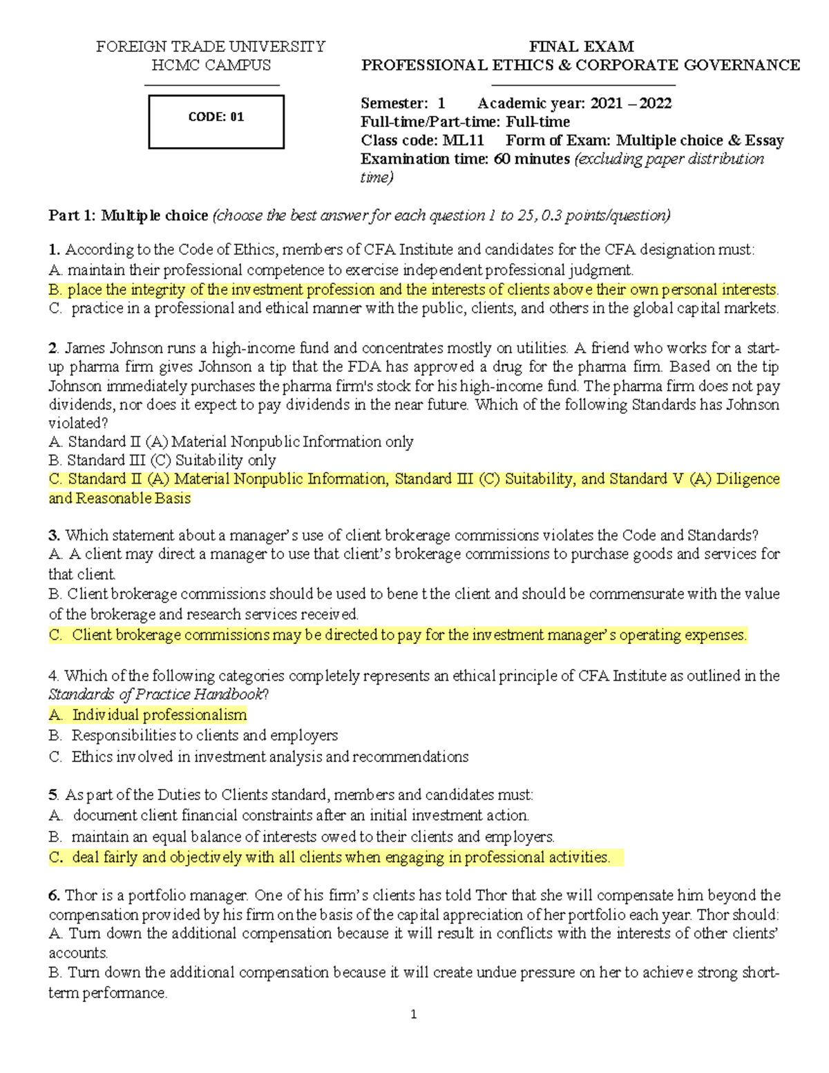 Final-KEYS - answer of final test - Part 1: Multiple choice (choose the ...