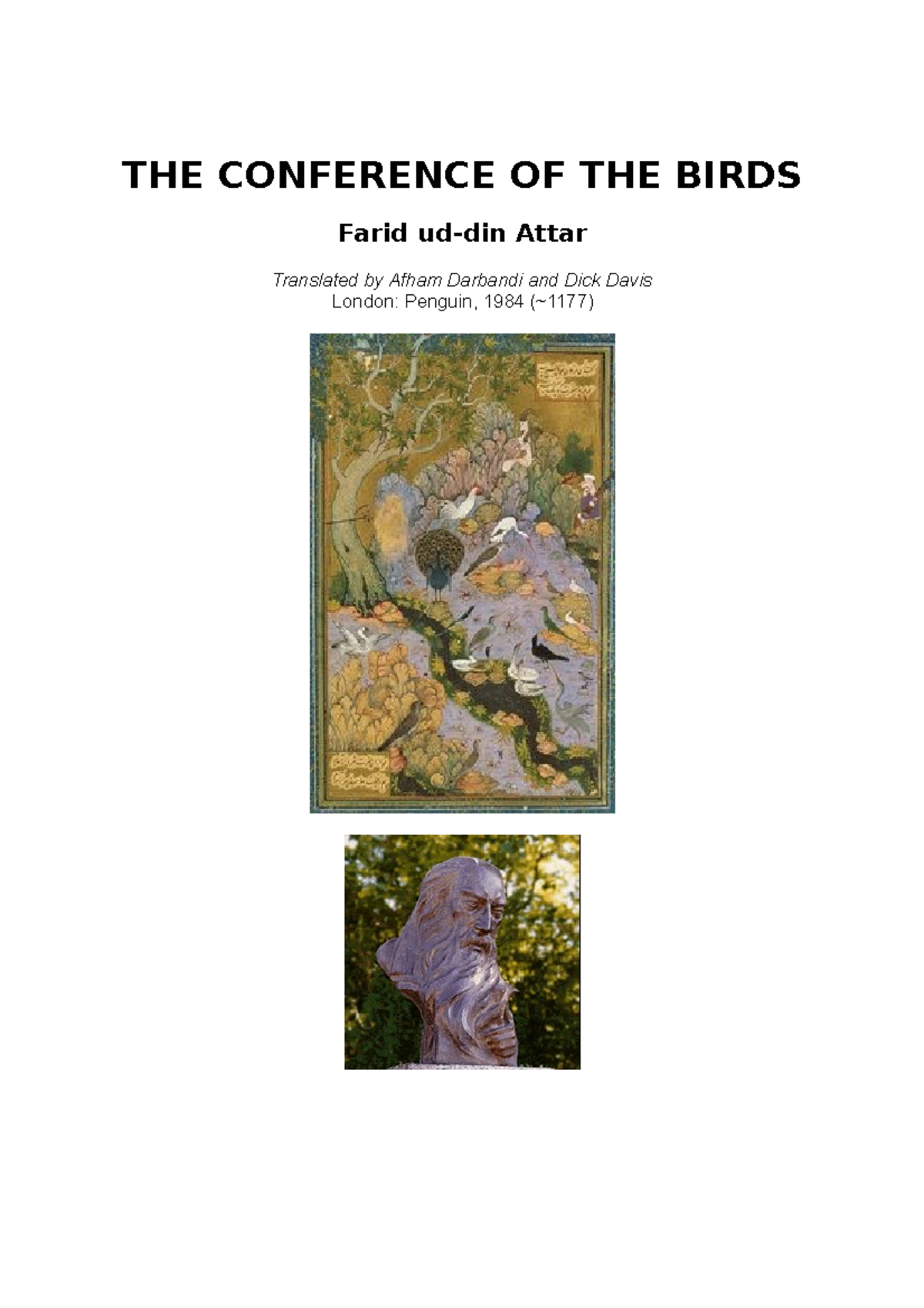 Conference of the Birds by Faridudin Attar - THE CONFERENCE OF THE ...