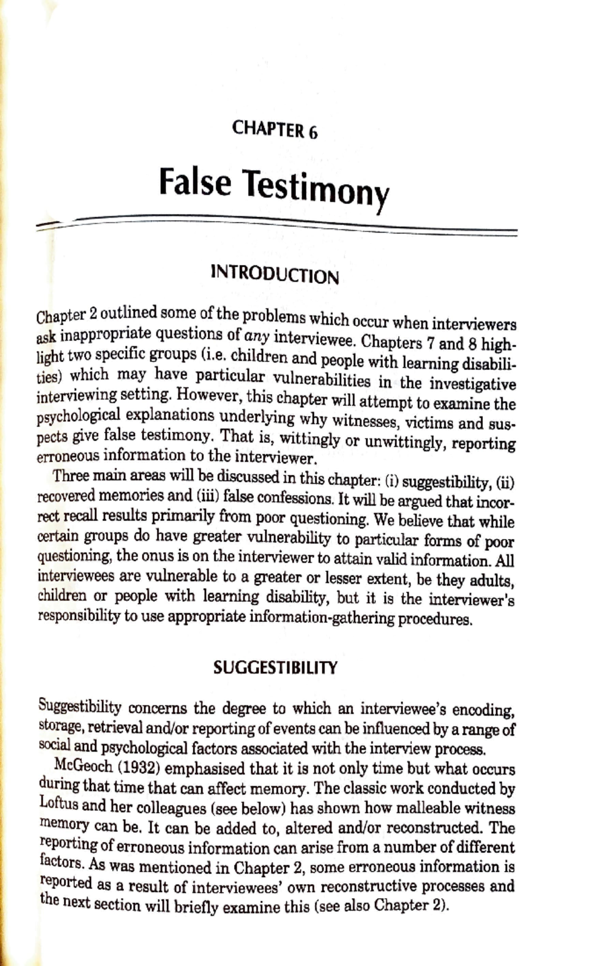 CH 6 - False Testimony - Work notes for course - CHAPTER 6 False ...