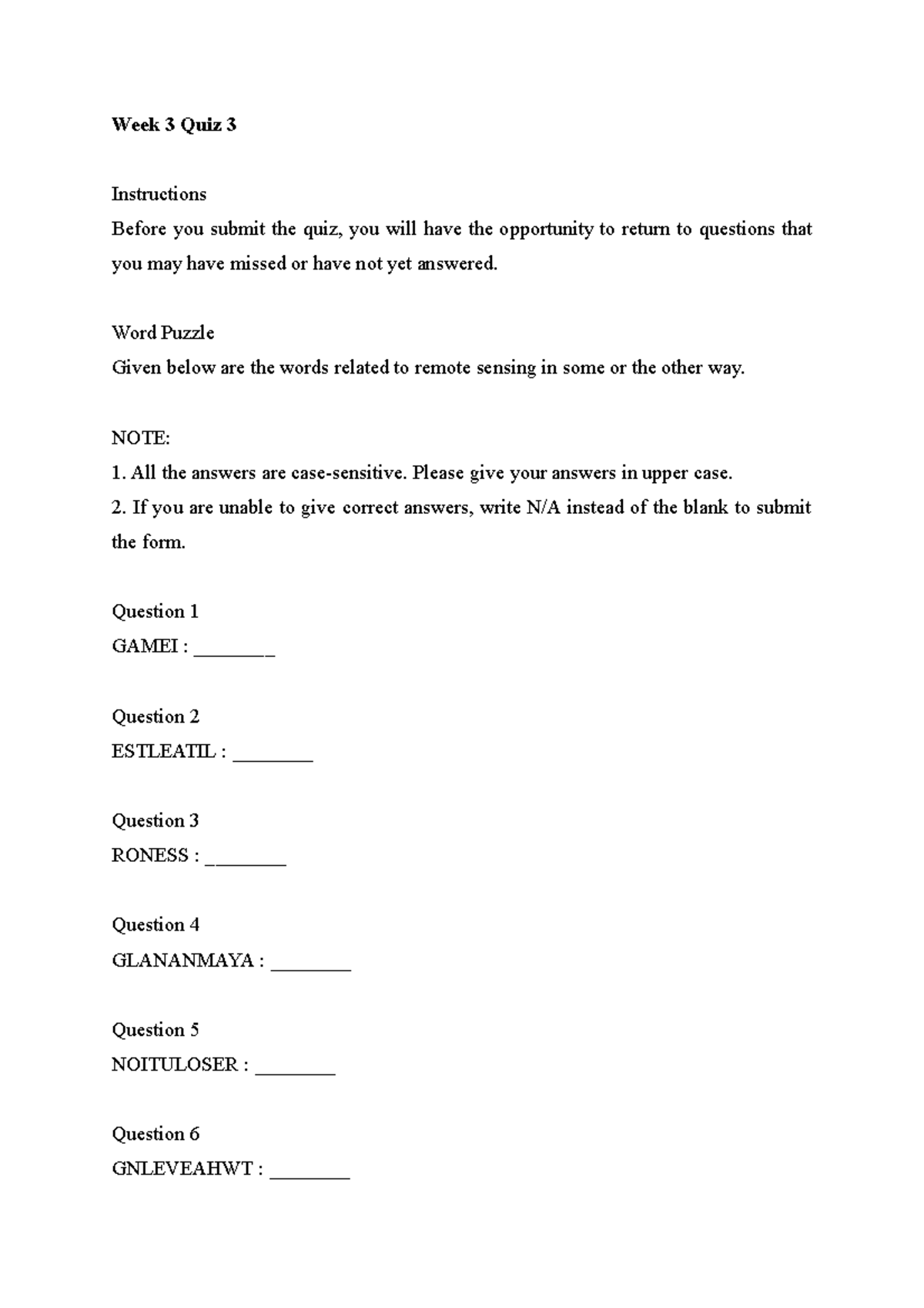 Week 3 Quiz 3 Concepts of GIS and Remote Sensing in Environmental ...
