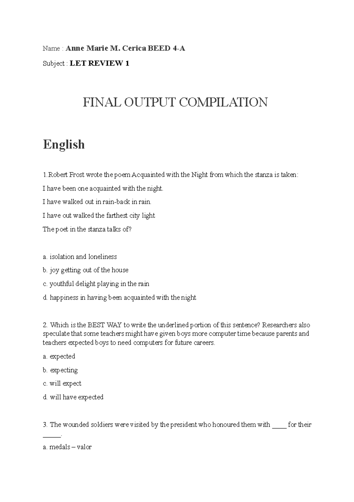 Let review Highlights 2021 - Name : Anne Marie M. Cerica BEED 4-A ...