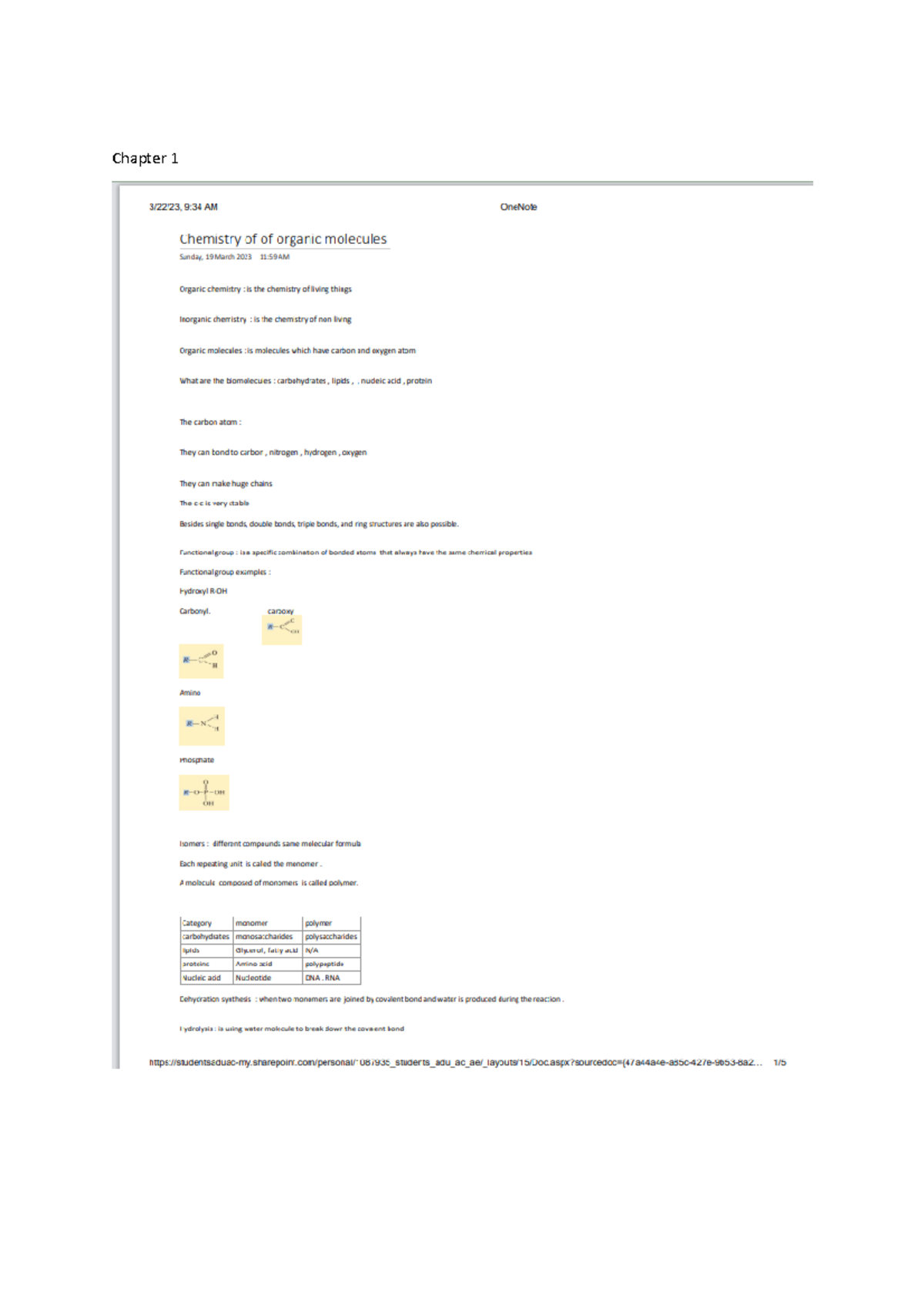 Review for chemistry of organic molecules and biomolecules - Protein ...
