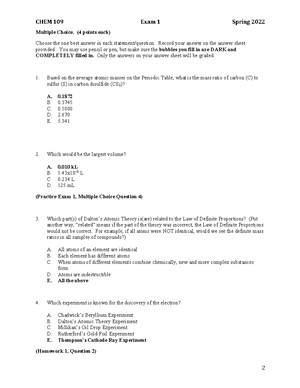 CHM101 Lab Practice Exam 1 F22 - CHM101L – Practice Exam 1 There is an ...