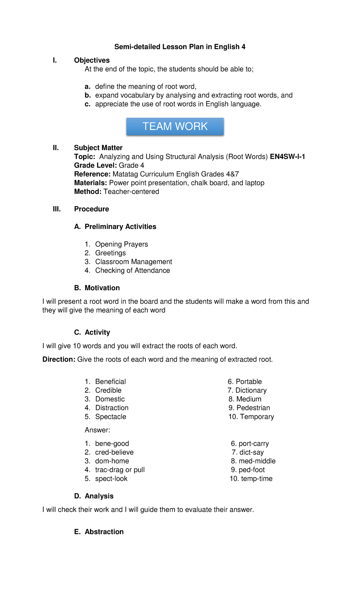 4 a's semi detailed lesson plan in english 4 122830 - Semi-detailed ...