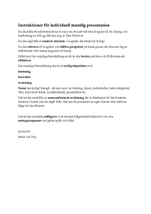 Utredande text - instruktion - SÖDERTÖRNS HÖGSKOLA Institutionen för ...