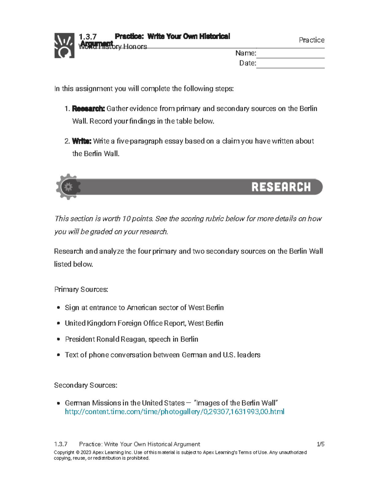 1.3.7 Practice - Write Your Own Historical Argument (Practice ...
