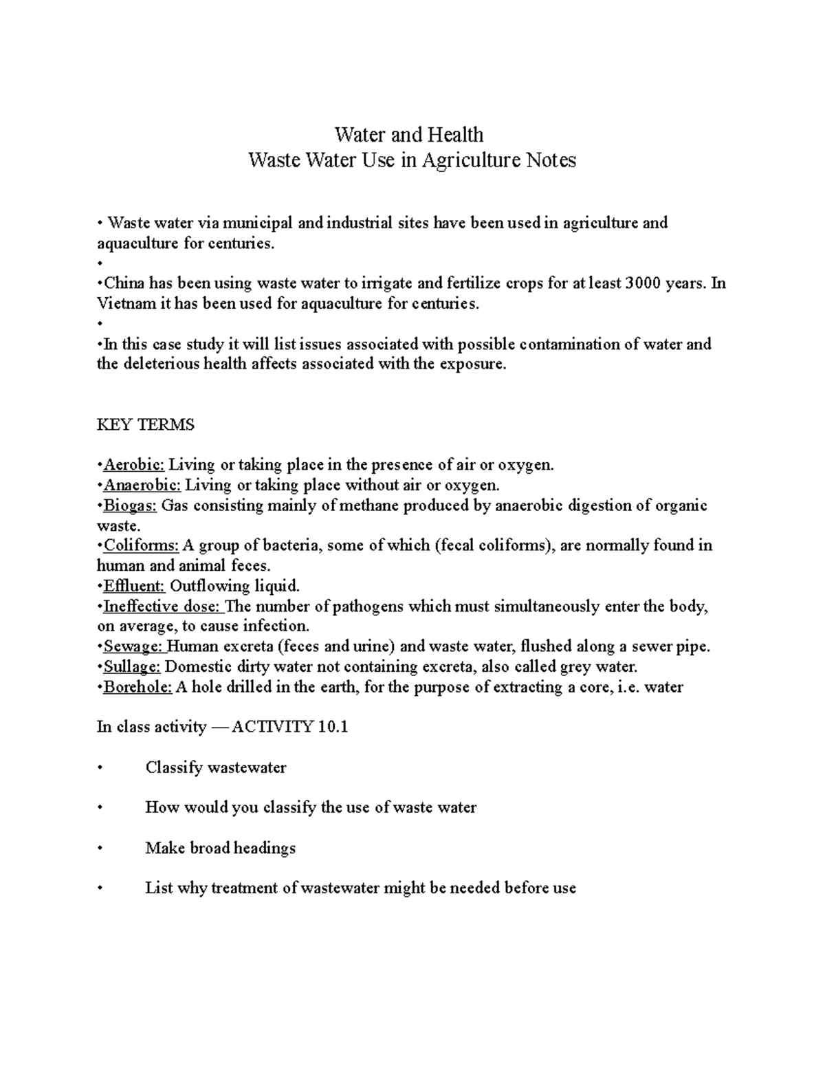 Waterand Health Notes - Dr. Becker lecture - Water and Health Waste ...