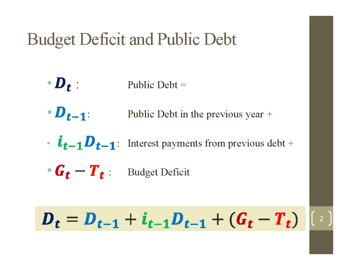 Econ 0110 notes - Budget Deficit and Public Debt 2 : Public Debt ...
