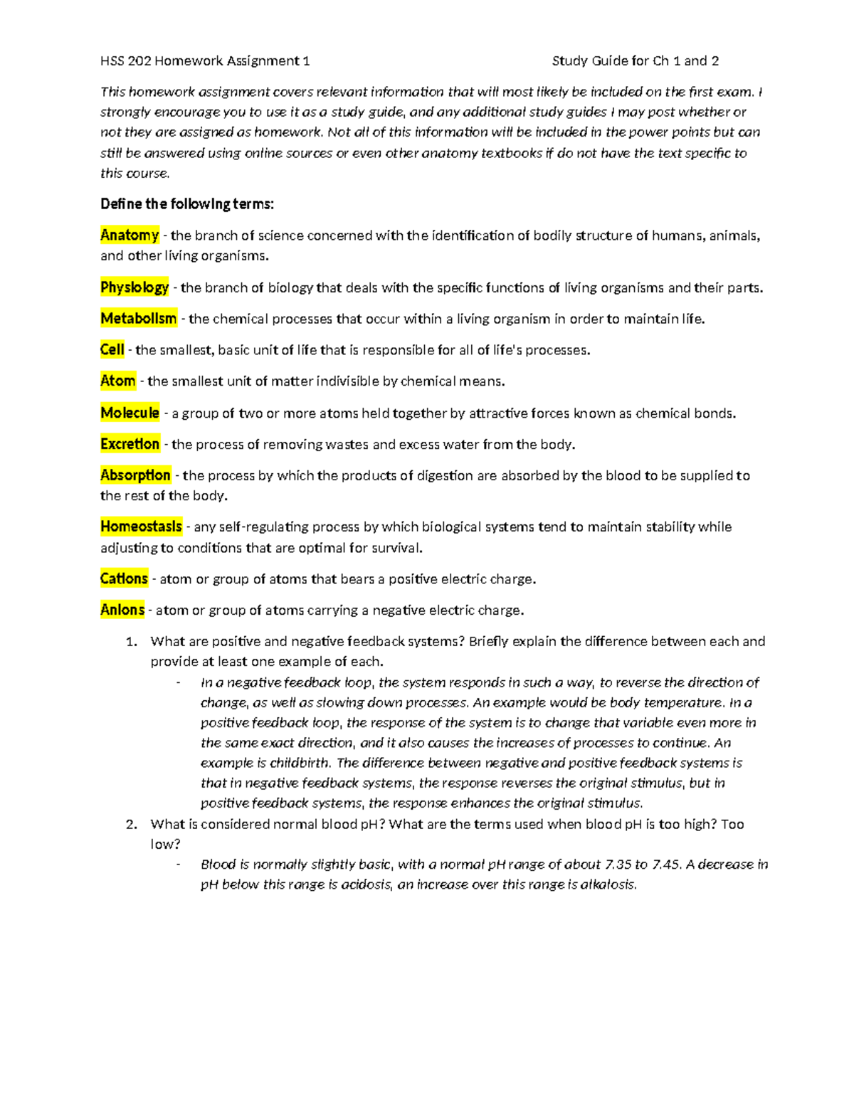 HSS 202 Homework Assignment 1 - HSS 202 Homework Assignment 1 Study Guide for Ch 1 and 2 This ...