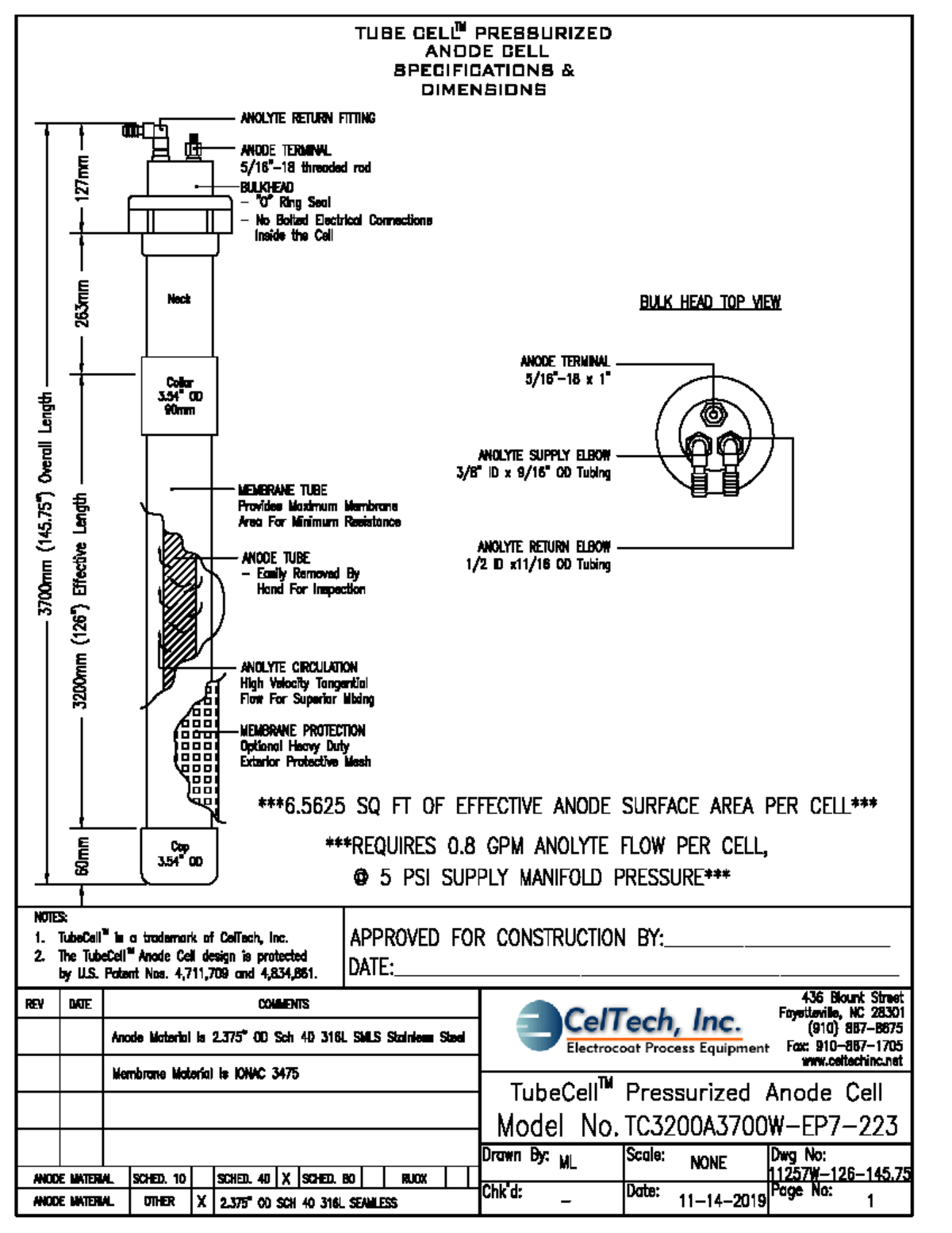 TC3200A3700W-EP7-223 - TUBE CELL TM PRESSURIZED ANODE CELL ...
