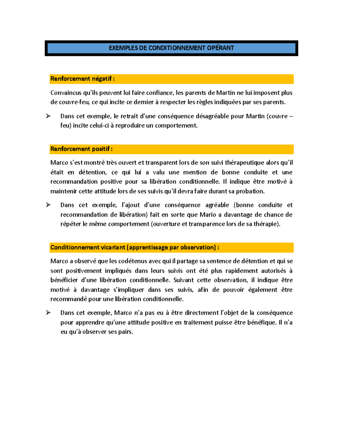 Exemples conditionnement opérant - EXEMPLES DE CONDITIONNEMENT OPÉRANT ...