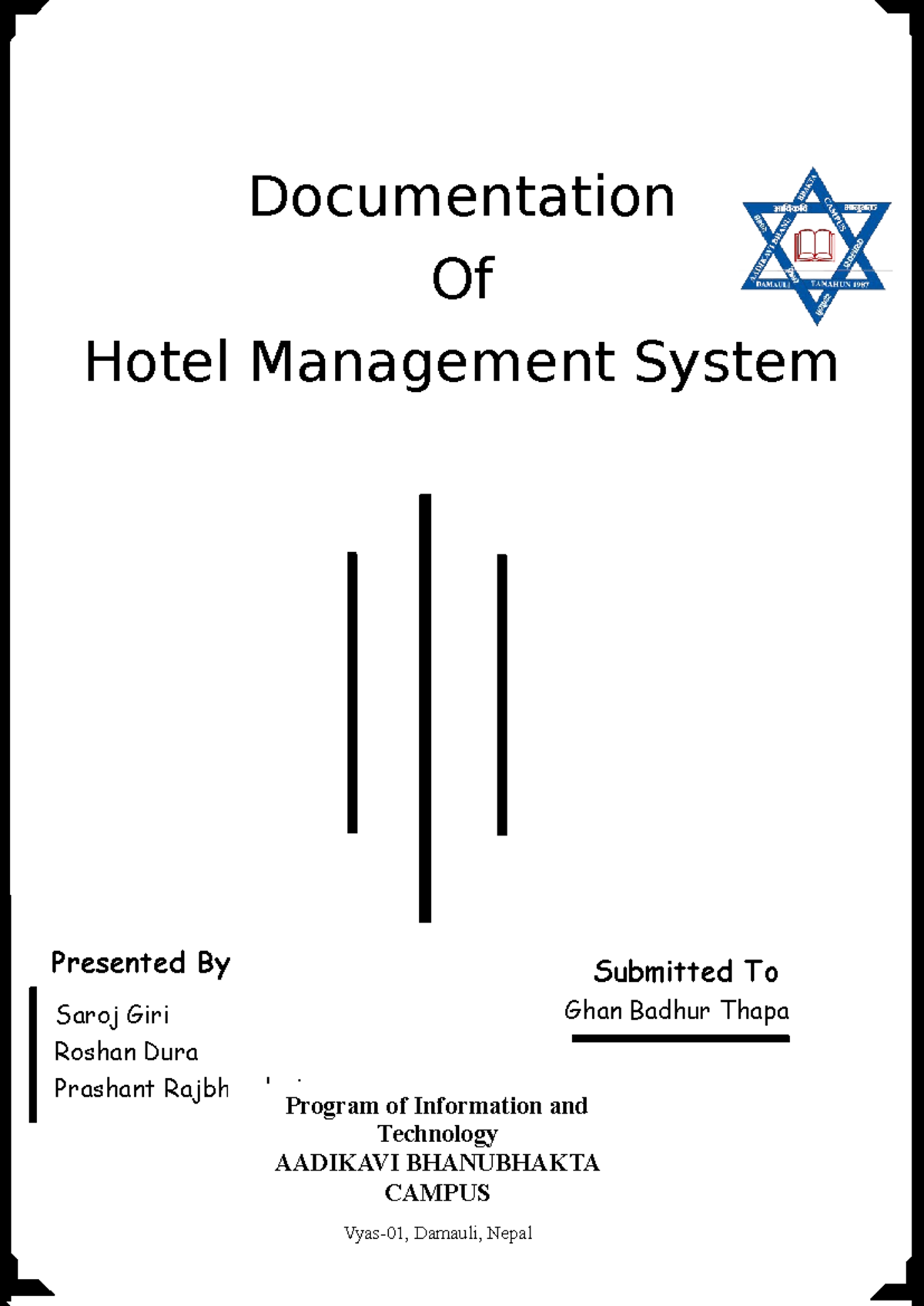 Final Documentation About Online hotel Booking - Documentation Of Hotel ...