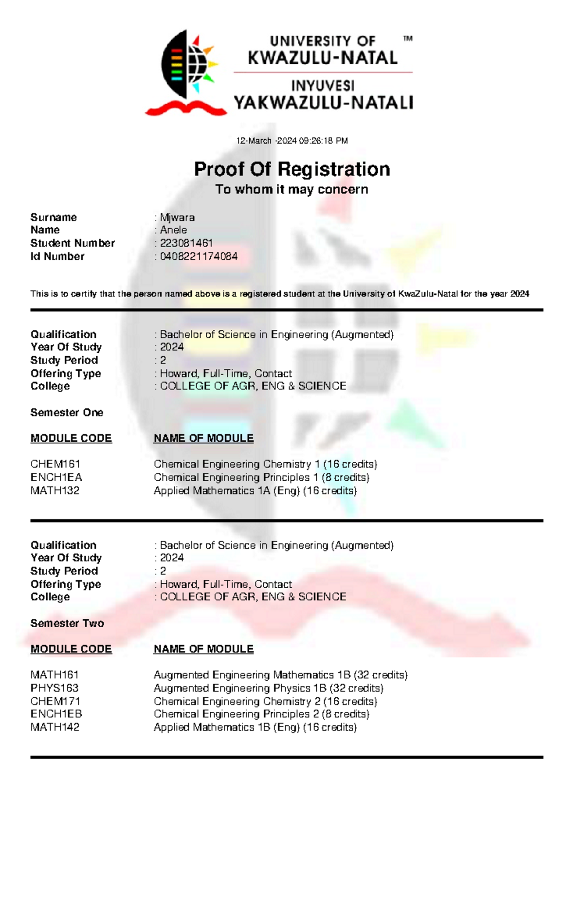 Proof OF REG - 12-March -2024 09:26:18 PM Proof Of Registration To whom ...