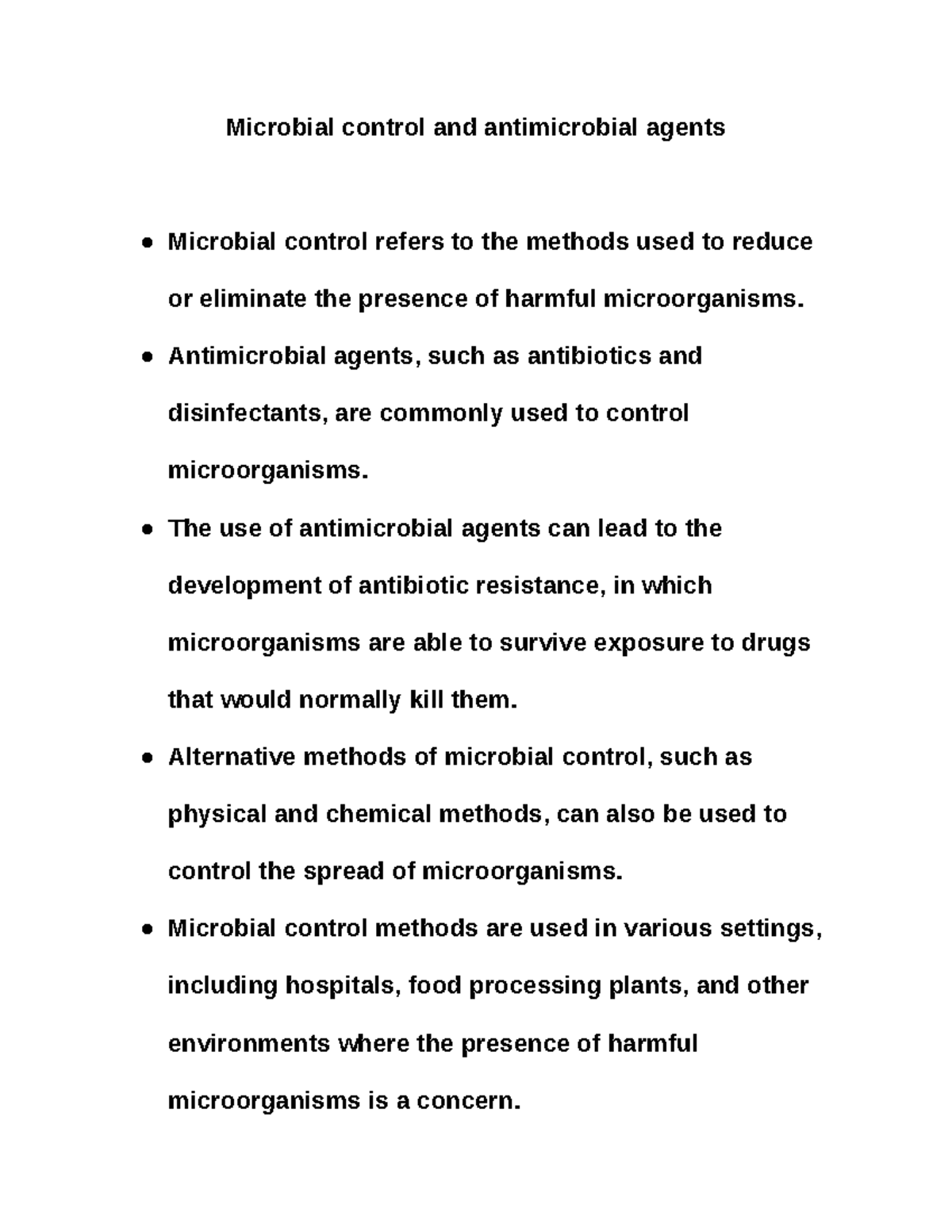 Microbial control and antimicrobial agents - Google Docs - Microbial ...