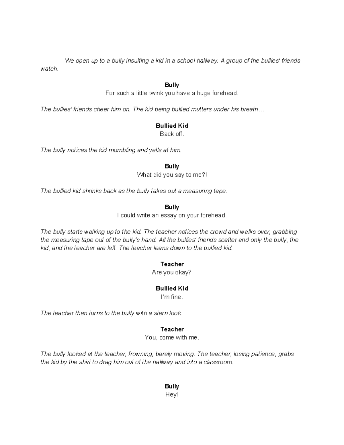 Shrek PLAY Script - ewadaw - We open up to a bully insulting a kid in a ...