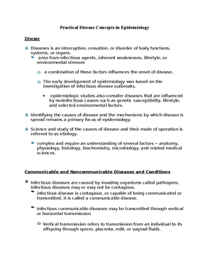 Introduction to Epi - Chapter 6 Notes - Chapter 6 General Health and ...