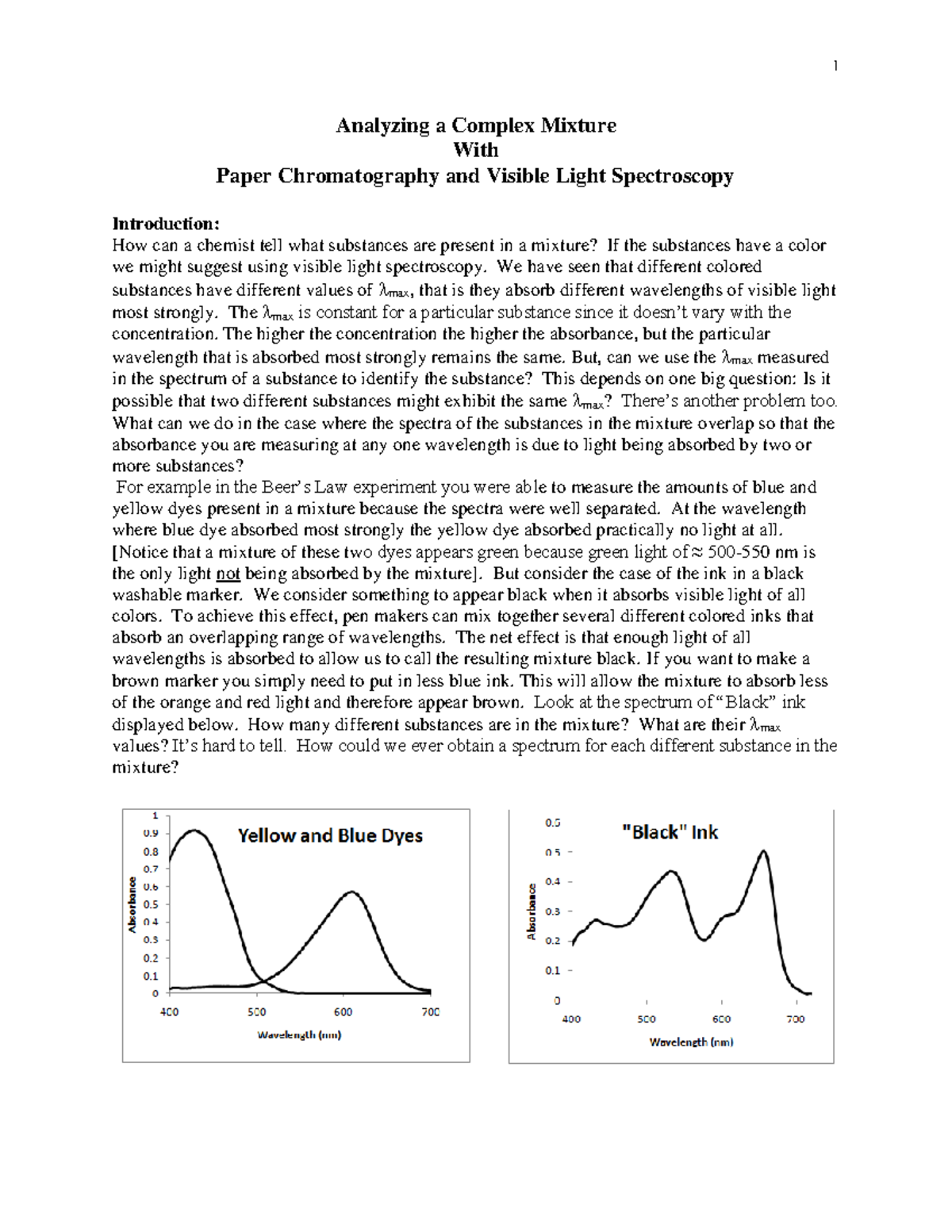 Analyzing a Complex Mixture - Analyzing a Complex Mixture With Paper Chromatography and Visible ...
