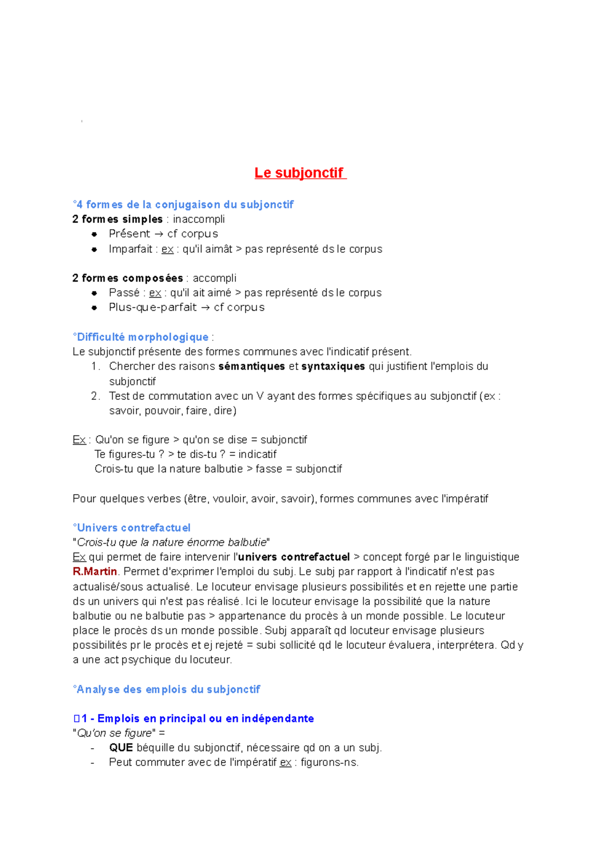 Grammaire - Le subjonctif °4 formes de la conjugaison du subjonctif 2 ...