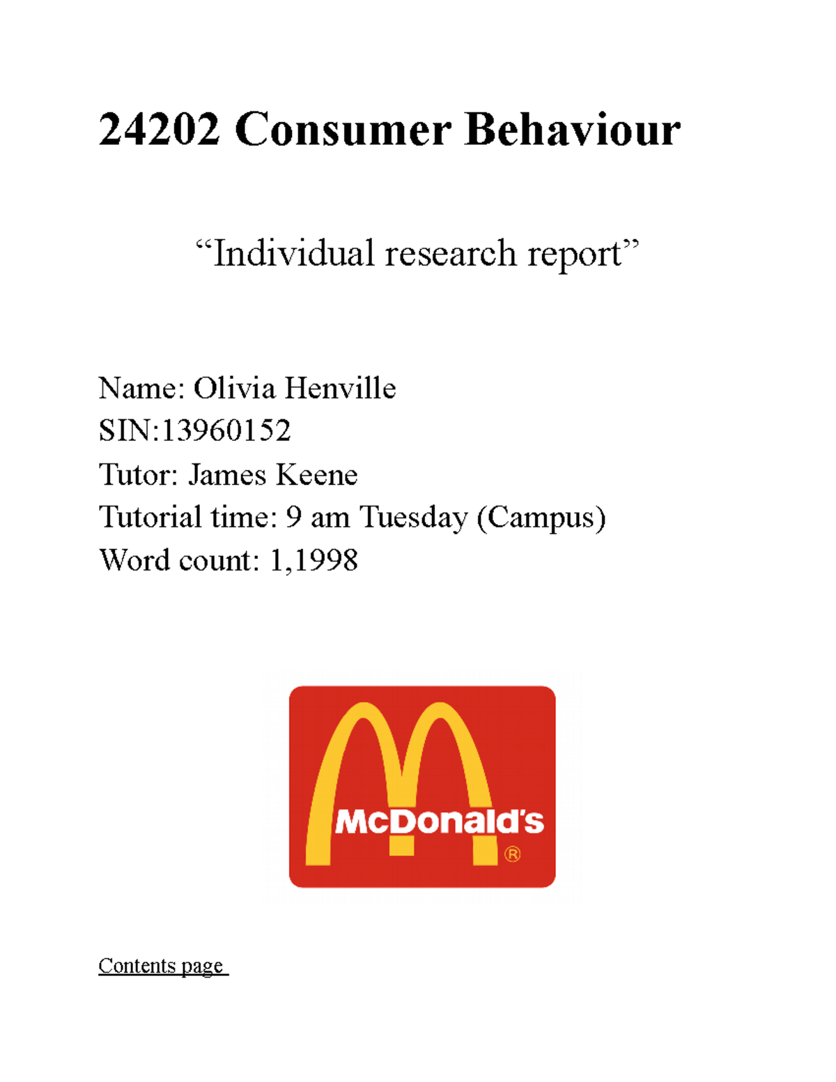 Individual research report - Distinction - 24202 Consumer Behaviour ...