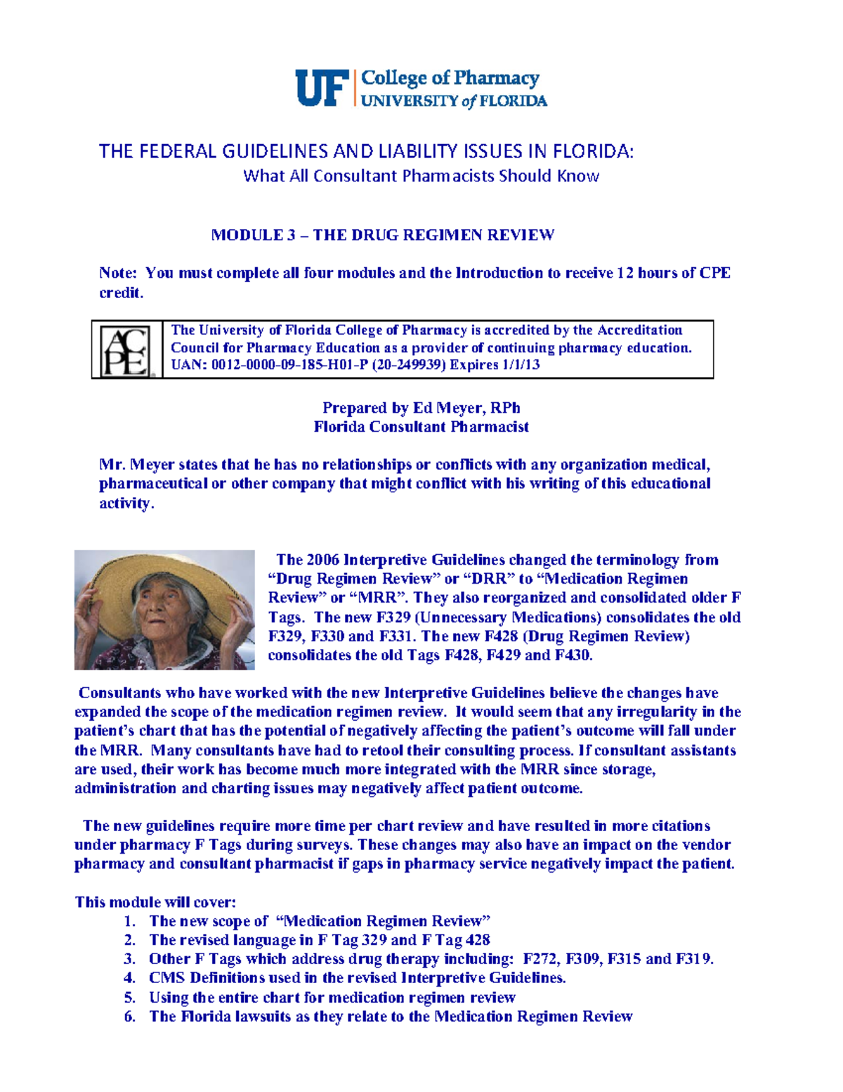 Module 3 The Drug Regimen Review - College of Pharmacy - THE FEDERAL ...