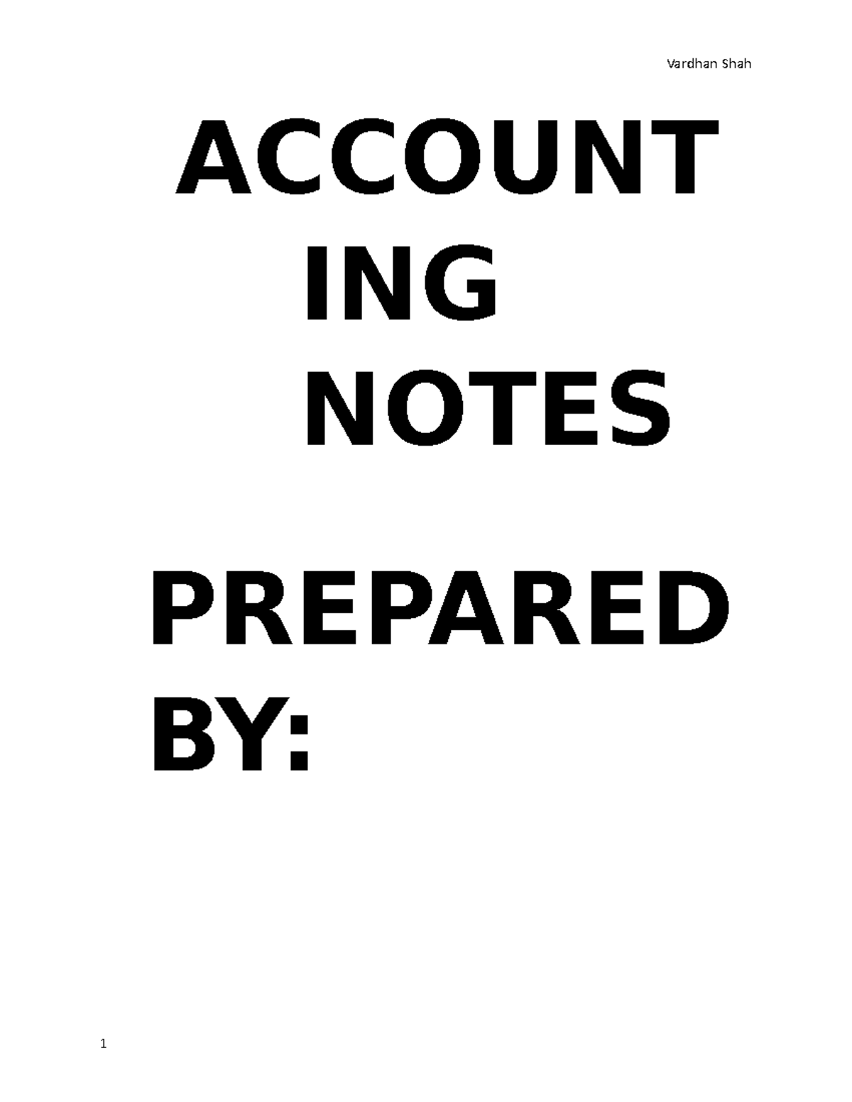 Igcse Accounting notes Chap 1-10 - ACCOUNT ING NOTES PREPARED BY ...