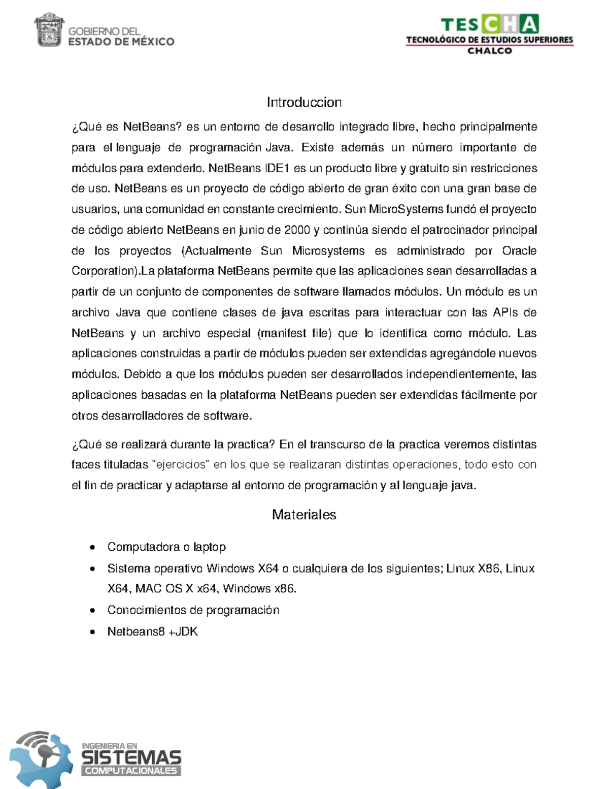 Practica 1 4201 - XD lol - Introduccion ¿Qué es NetBeans? es un entorno ...