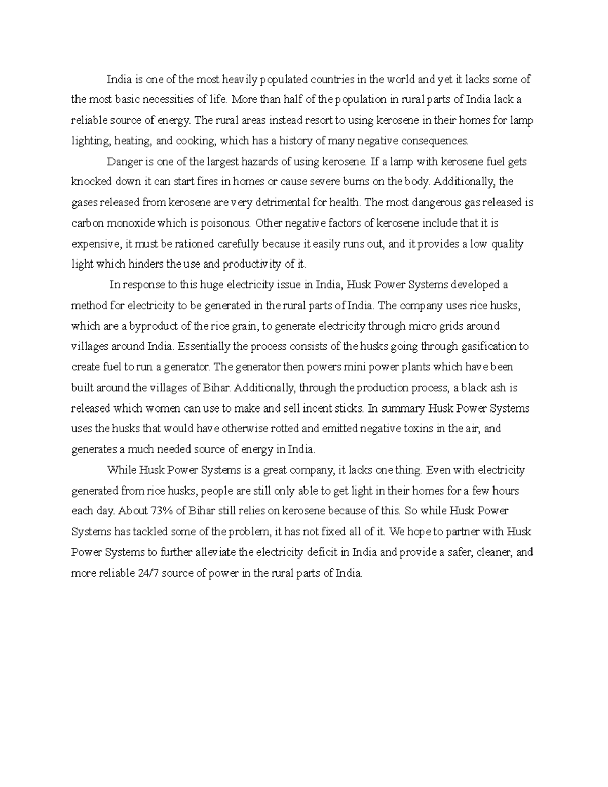 Problem Statement _India Husk Power Systems - India is one of the most ...