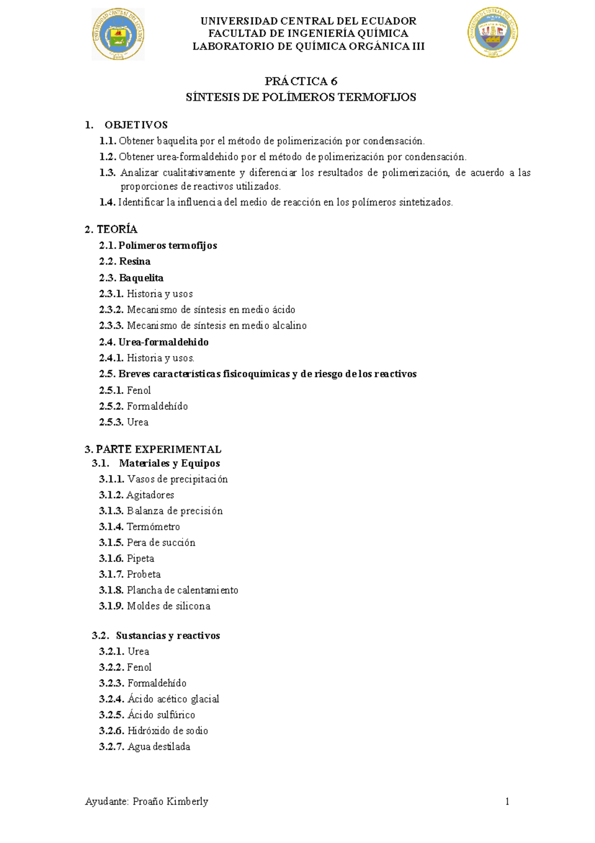 [QO3] Práctica 6 - Síntesis de Polímeros Termofijos (20-20) - FACULTAD ...