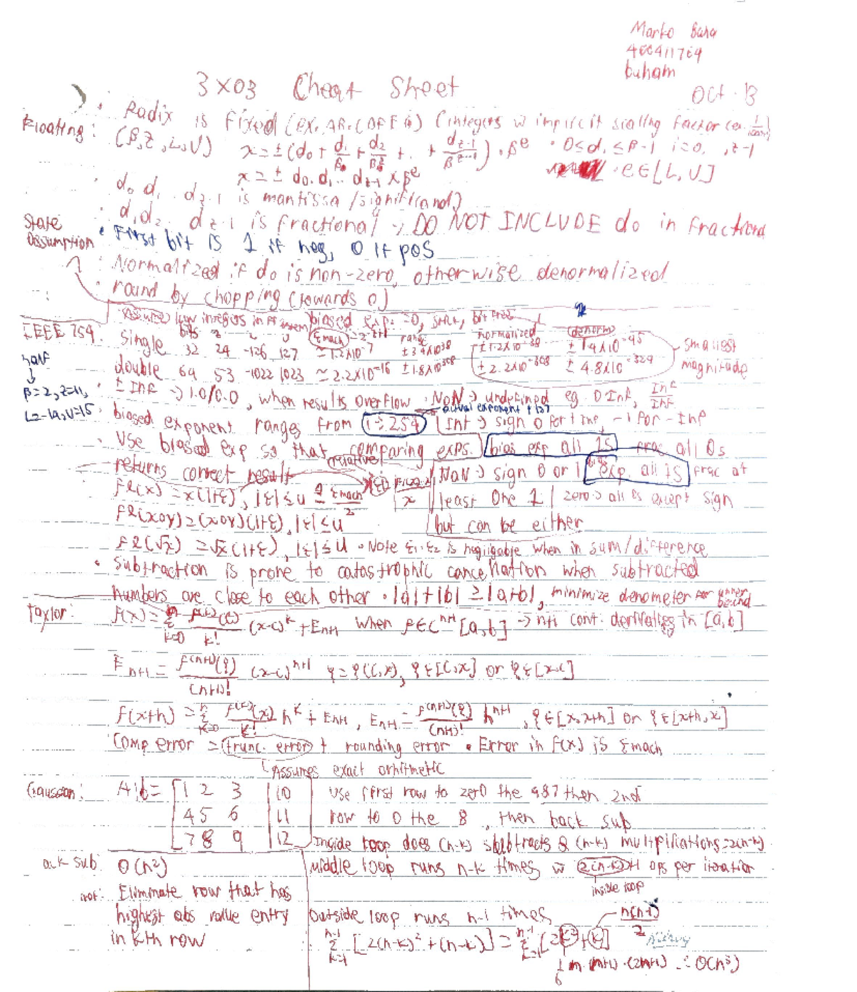 3X03 Exam Cheat Sheet - Math 3X03 - Studocu