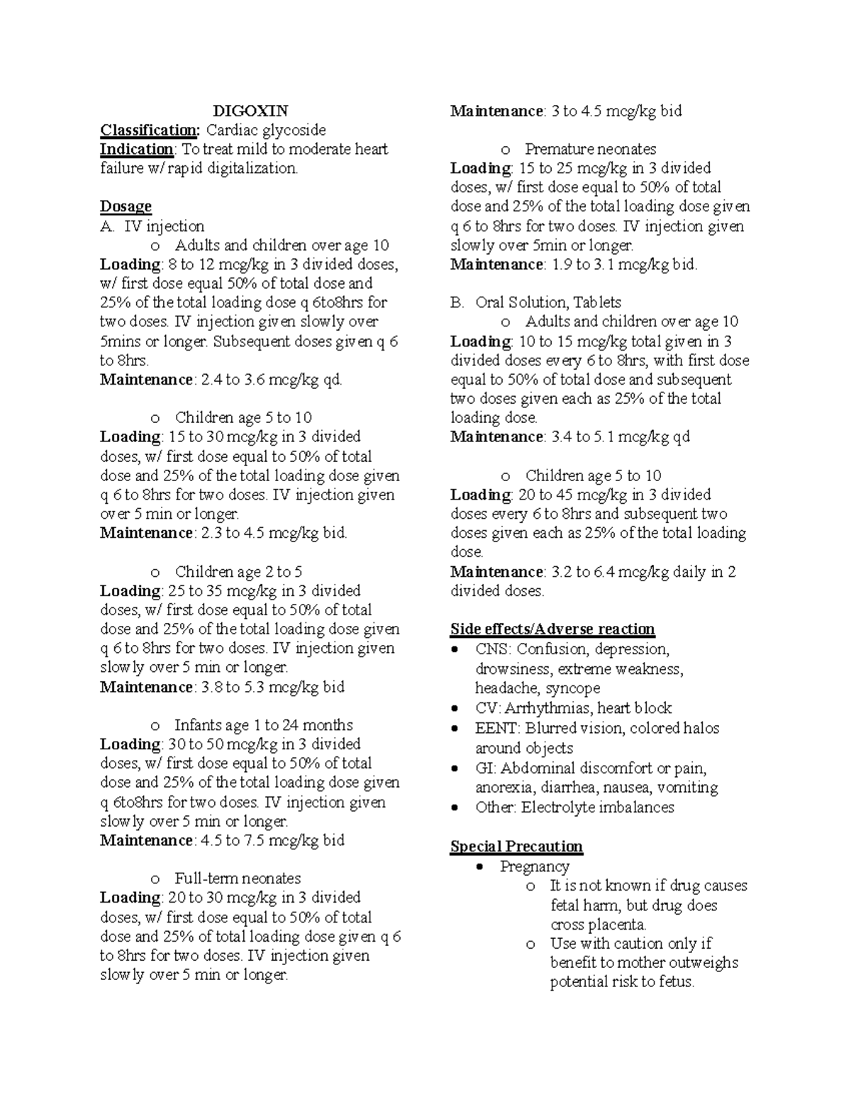Digoxin and Tranexamic acid - DIGOXIN Classification: Cardiac glycoside ...
