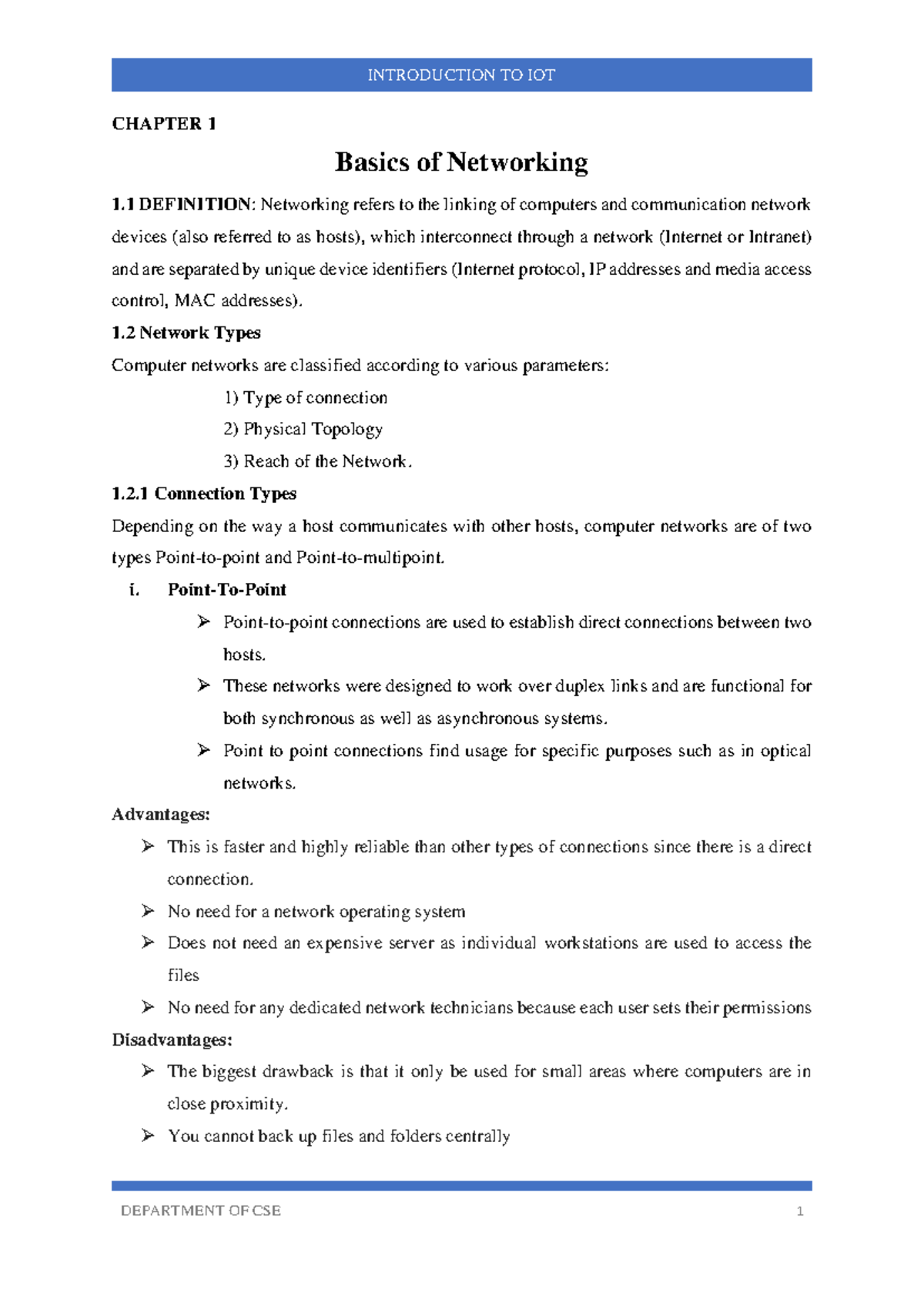 Module 1 Iot Notes From Vtu Chapter 1 Basics Of Networking 1 Definition Networking Refers