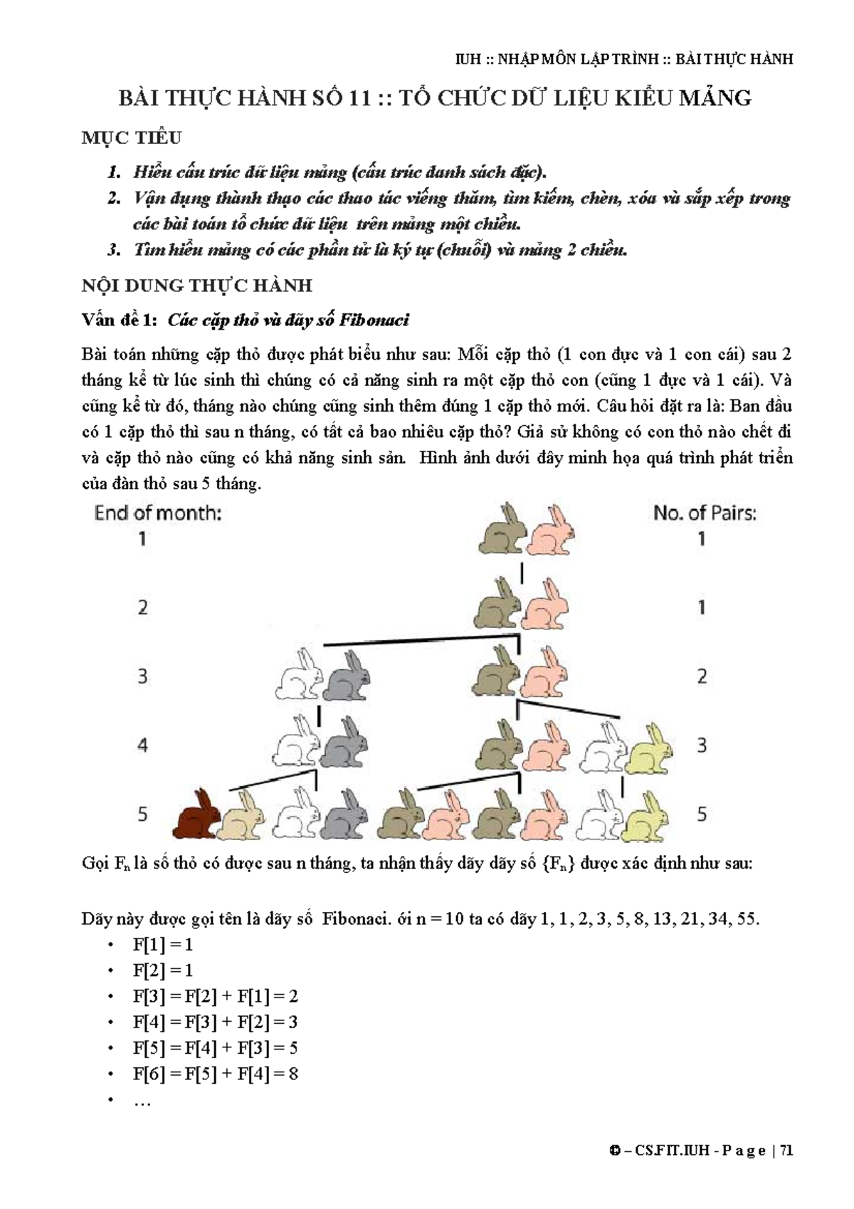 [nmlt][lab] [n11] array advance - BÀI THỰC HÀNH SỐ 1 1 :: TỔ CHỨC DỮ LIỆU KIỂU MẢNG MỤC TIÊU 1 ...
