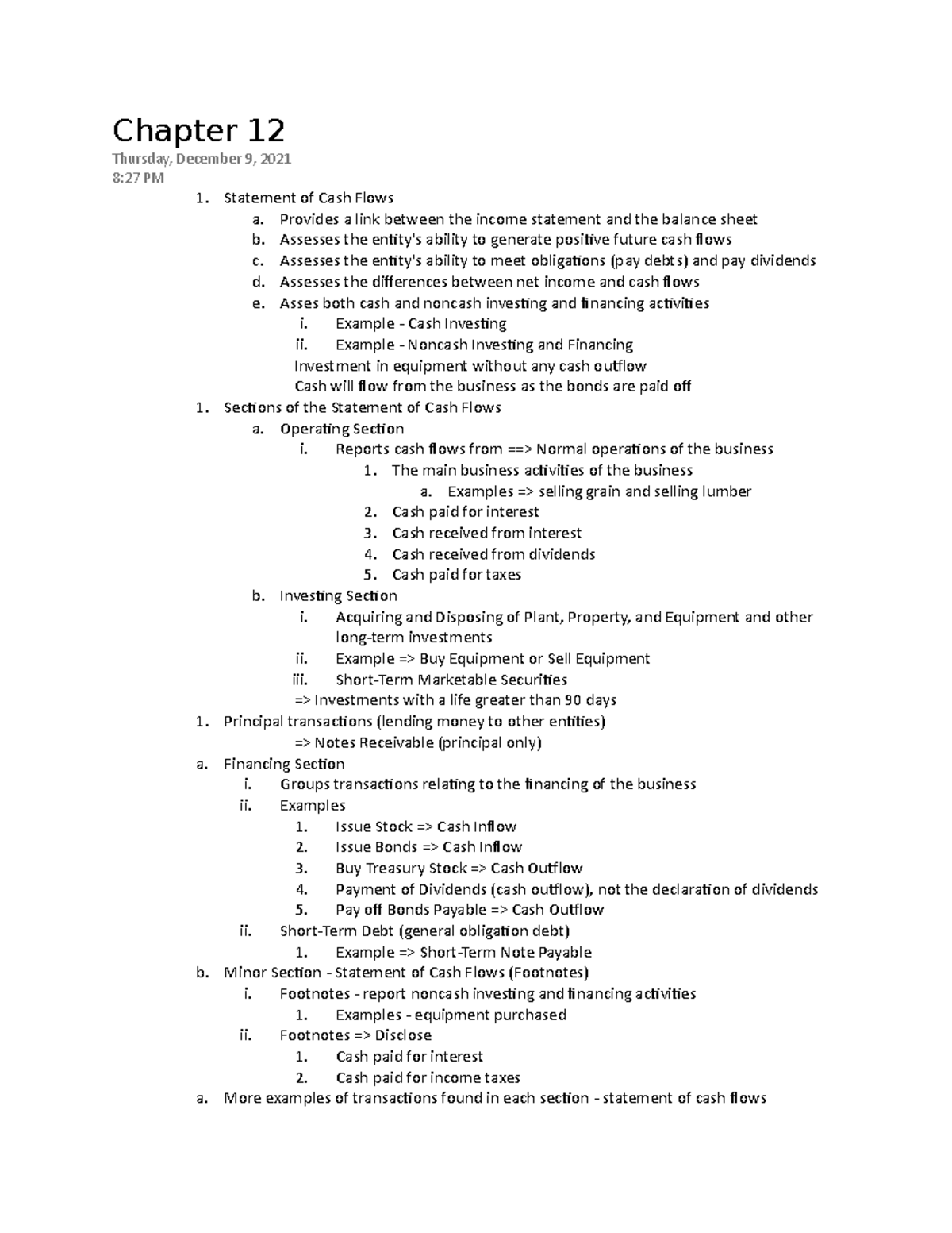 Chapter 12 - Lecture notes 12 - Chapter 12 Thursday, December 9, 2021 8 ...