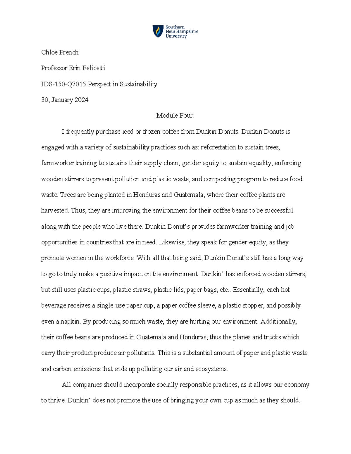 Module 4 - French - Made an A - Chloe French Professor Erin Felicetti ...