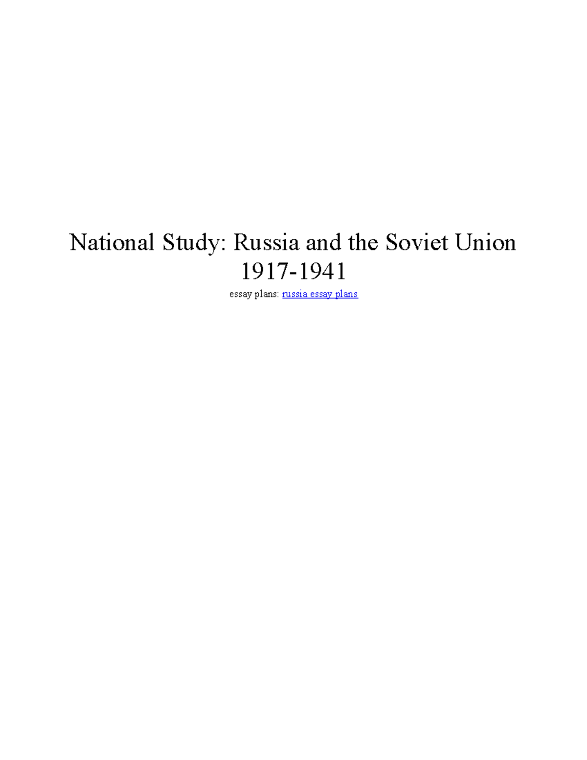 Notes - Russia & the USSR - National Study: Russia and the Soviet Union ...