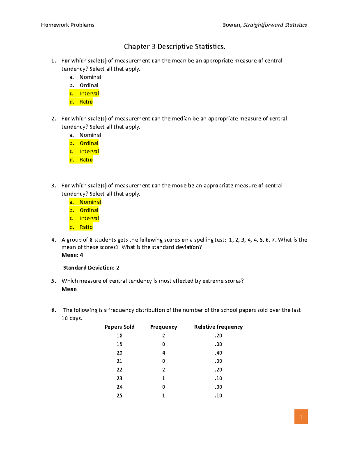 Homework Problems Chapter 3 - Homework Problems Bowen, Straightforward ...