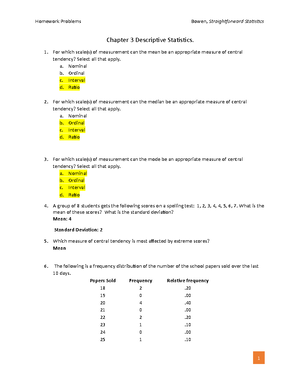 Homework Problems Chapter 4 - Homework ProblemsBowen, Straightforward ...