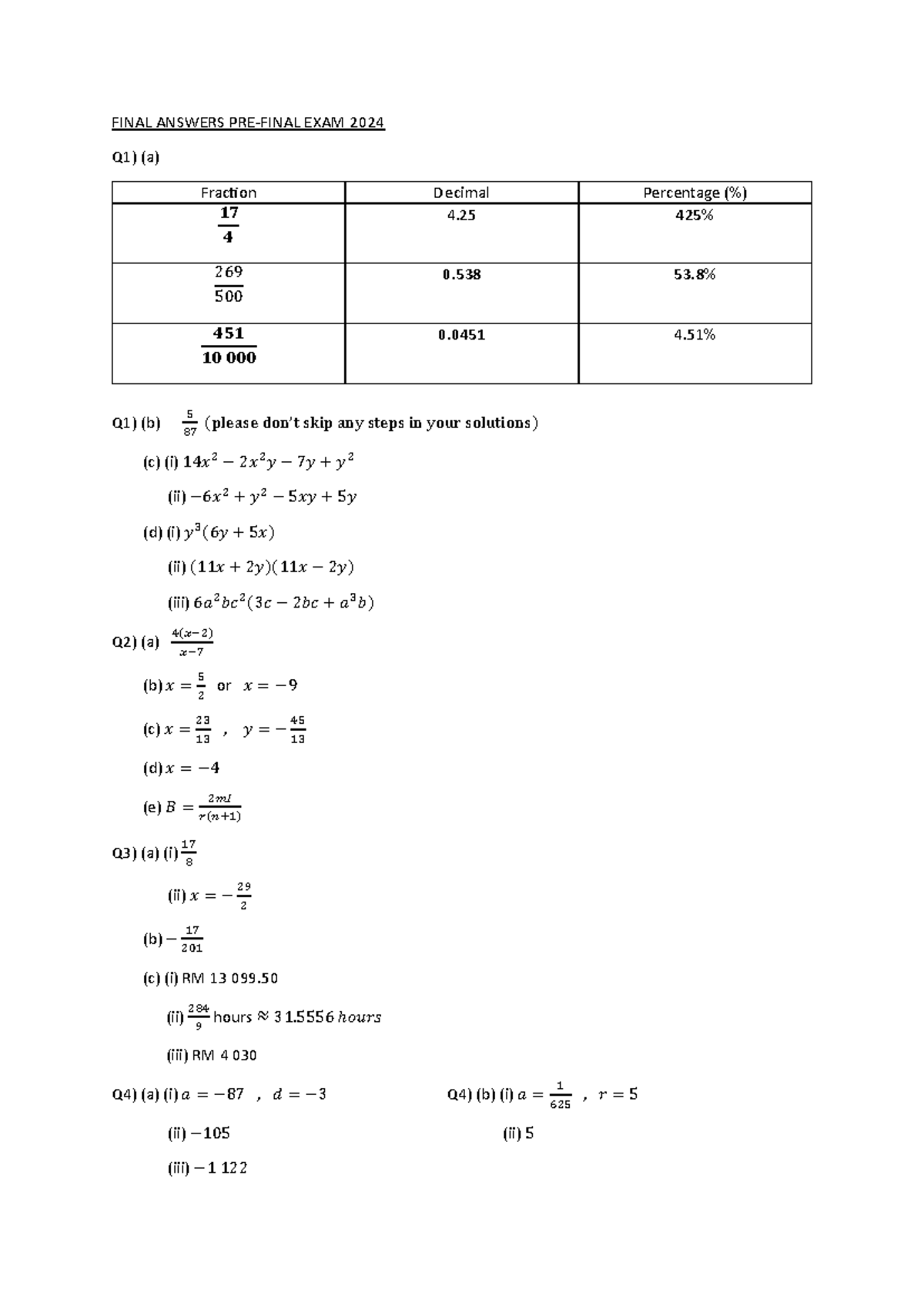 Final Answers PRE- Final EXAM MAT037 - FINAL ANSWERS PRE-FINAL EXAM ...