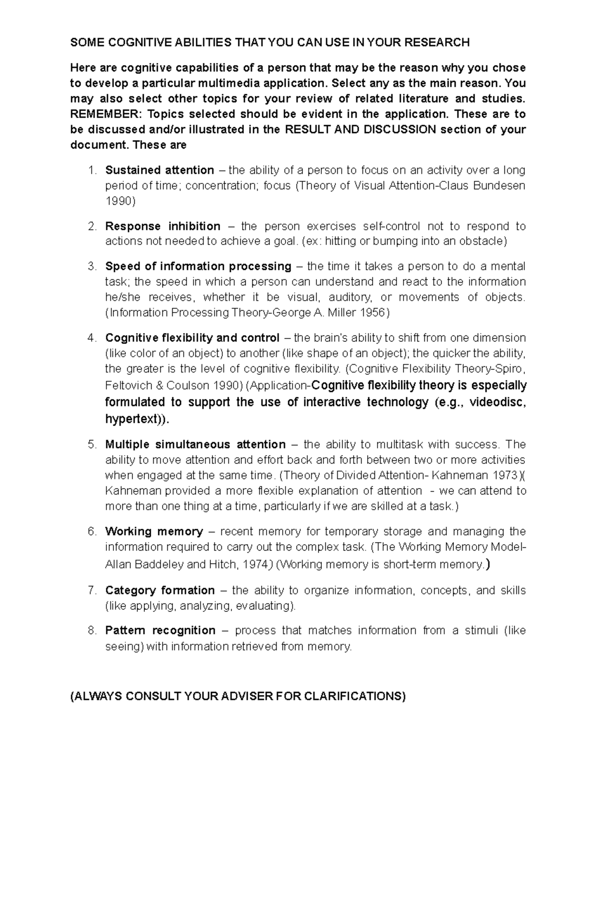 Cognitive-Abilities - Good luck - SOME COGNITIVE ABILITIES THAT YOU CAN ...