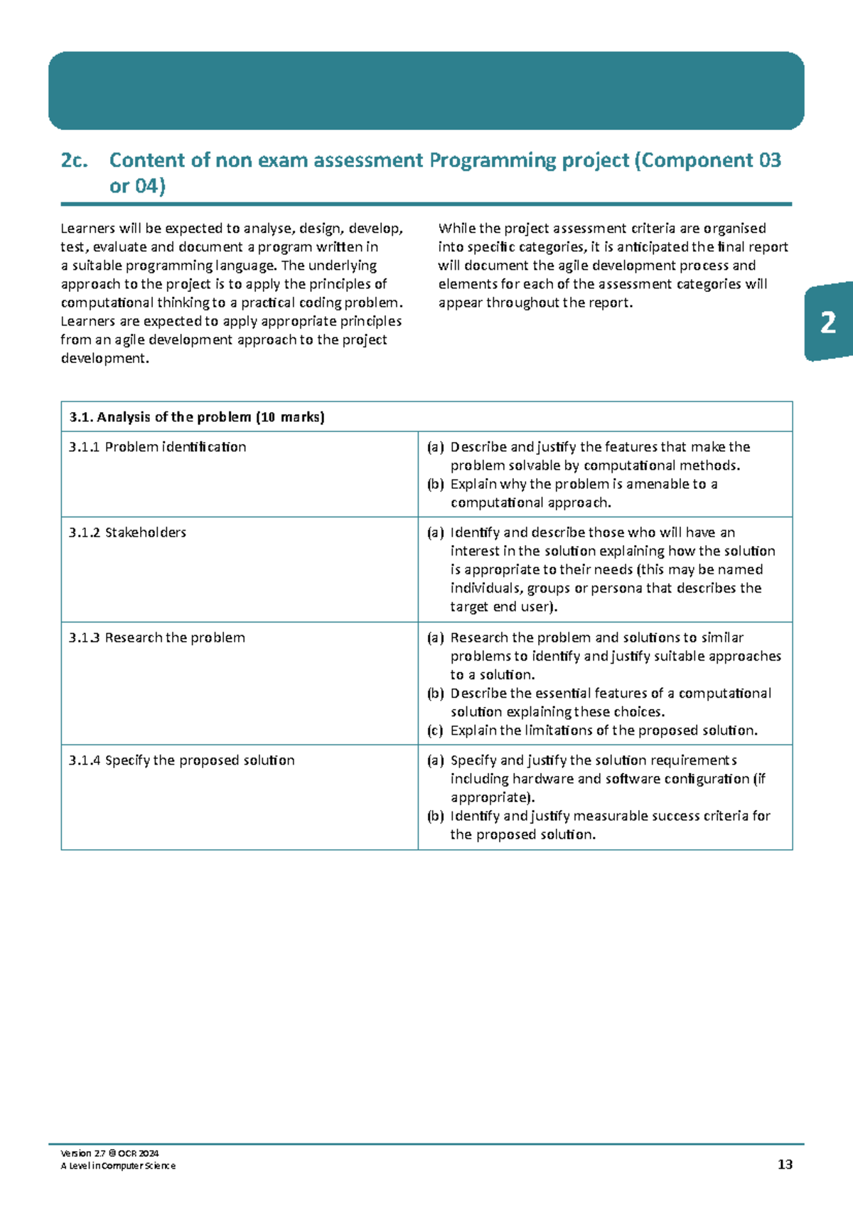 Paper 3 specocr - a specification for ocr cs - Version 2 © OCR 2024 2 ...