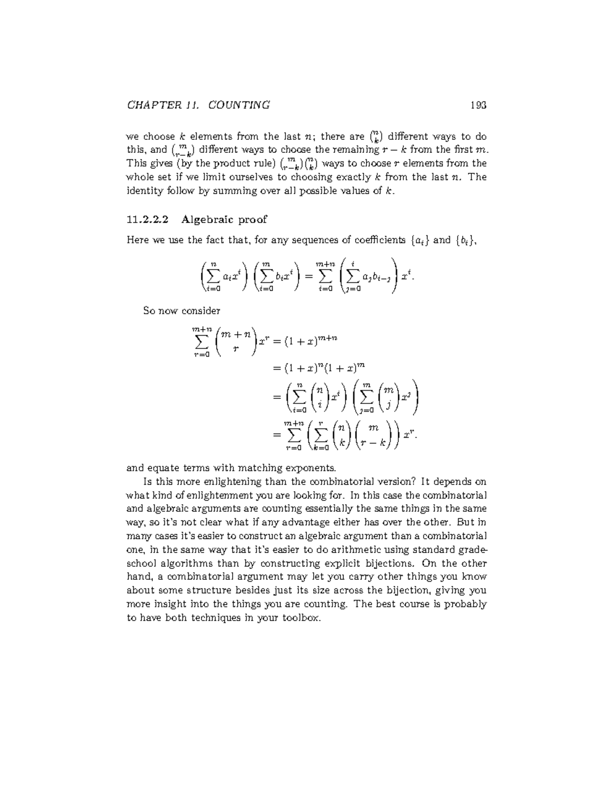 Sums Of Binomial Coefficients We Choose K Elements From The Last N There Are N K