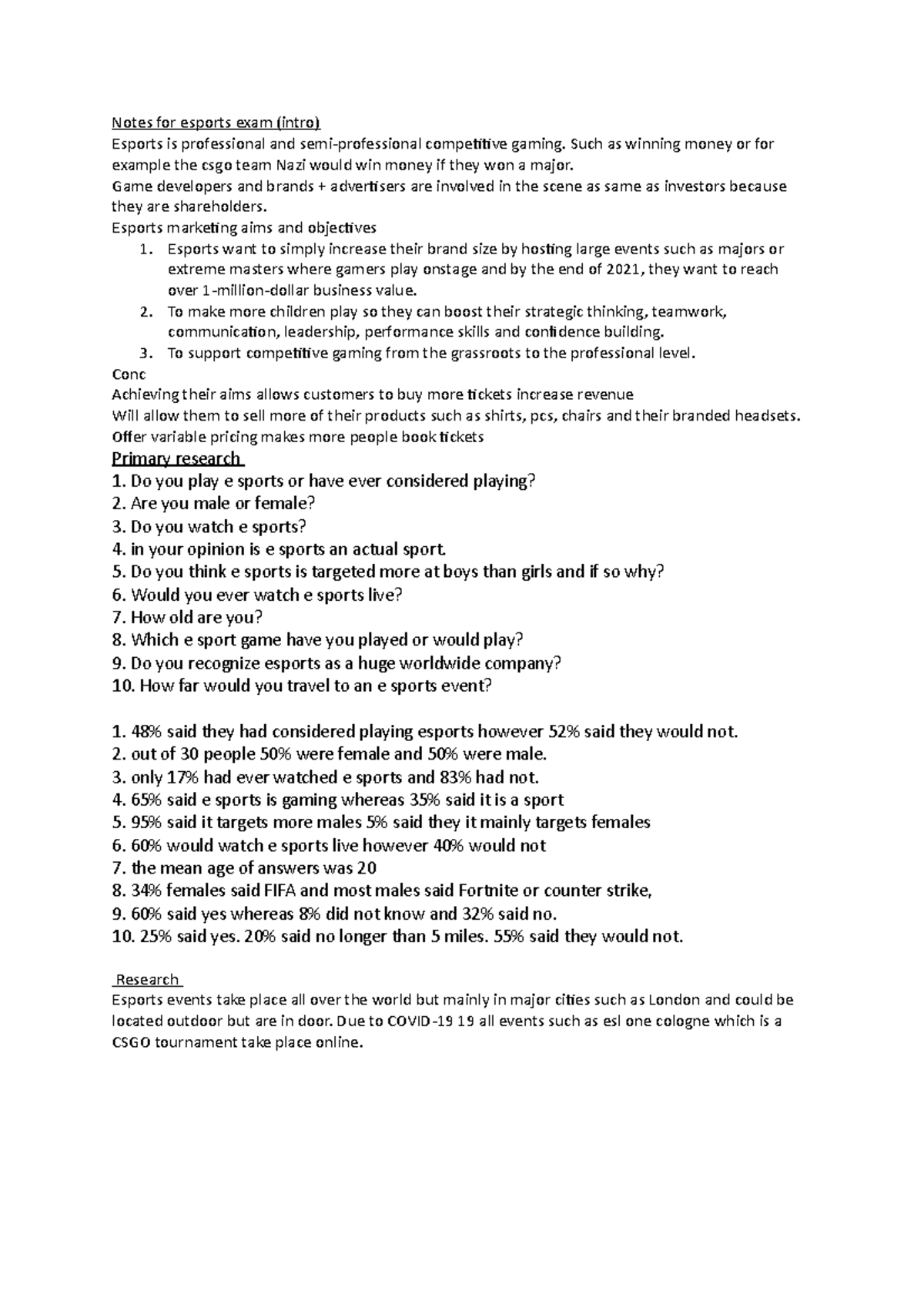 Notes for esports exam upload - Notes for esports exam (intro) Esports ...