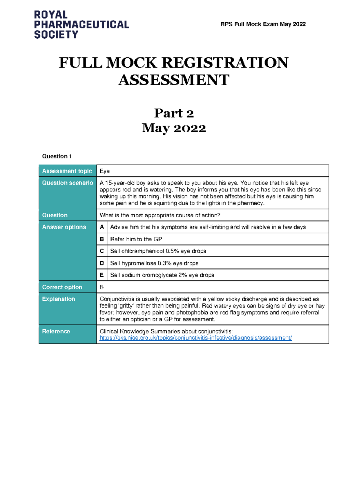 RPS mock clinical 2022 - maths mock rps - FULL MOCK REGISTRATION ...