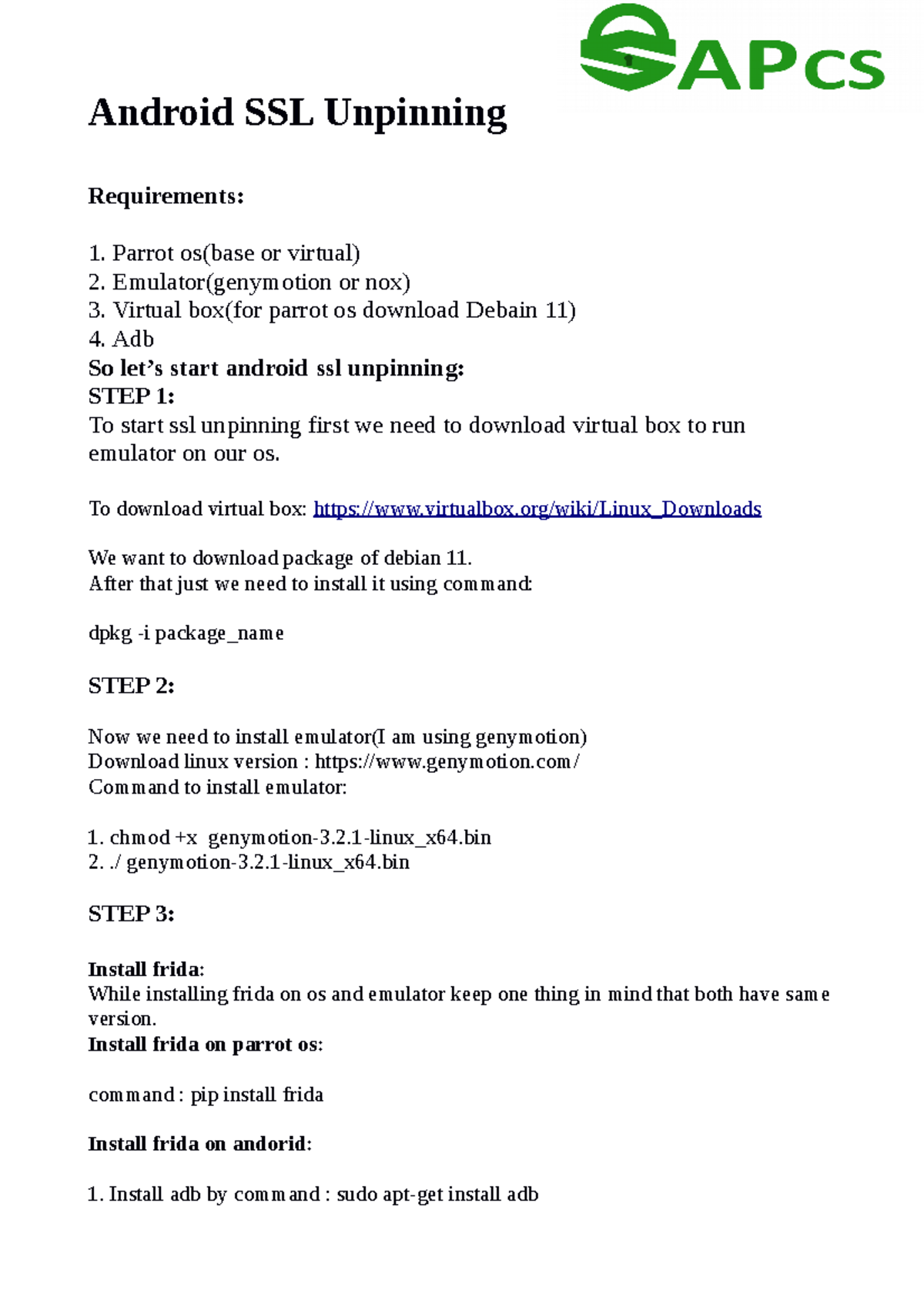 SSL unpinning walkthrough - Android SSL Unpinning Requirements: 1 ...